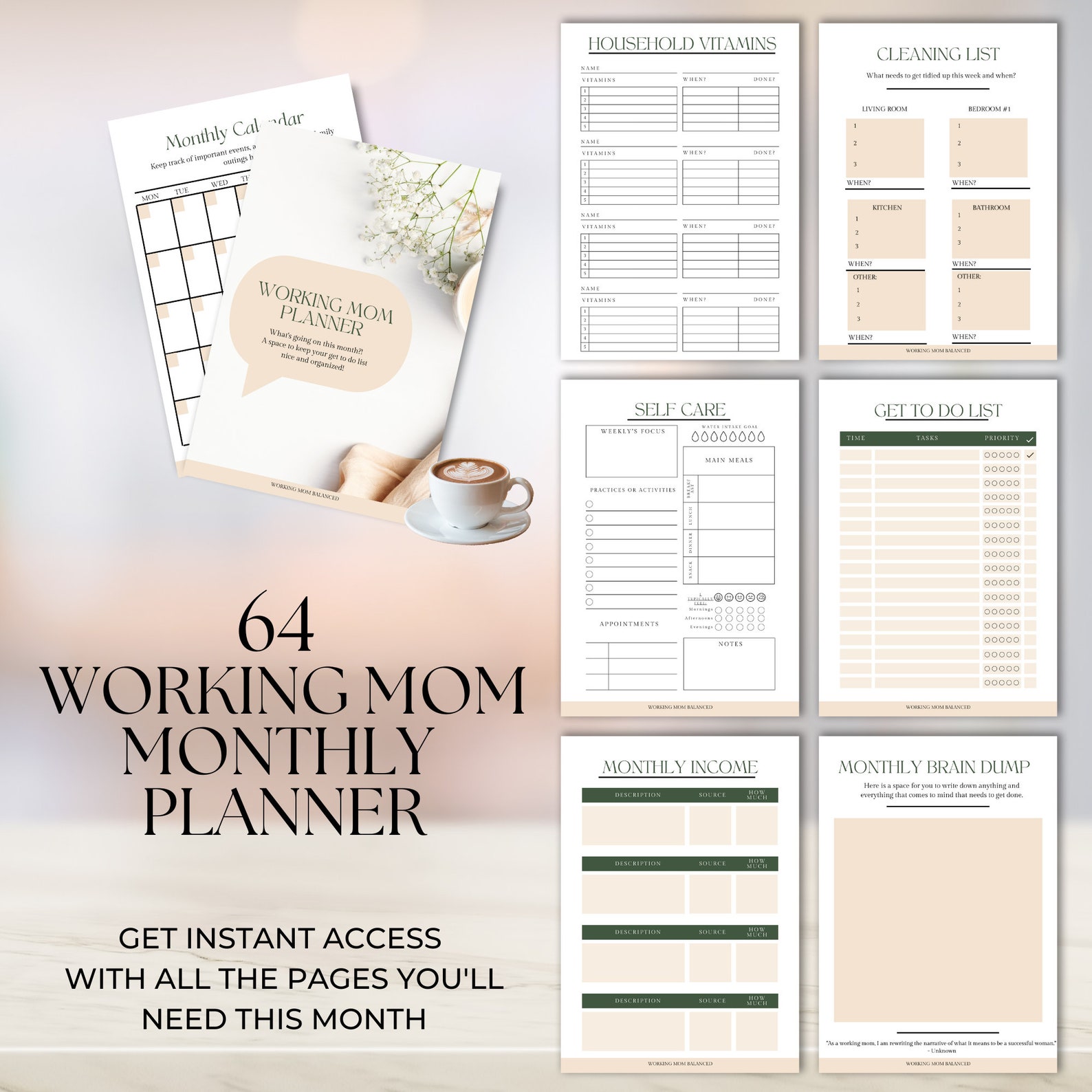 Working Mom Planner, Busy Mom Planner, Household Planner Printable ...