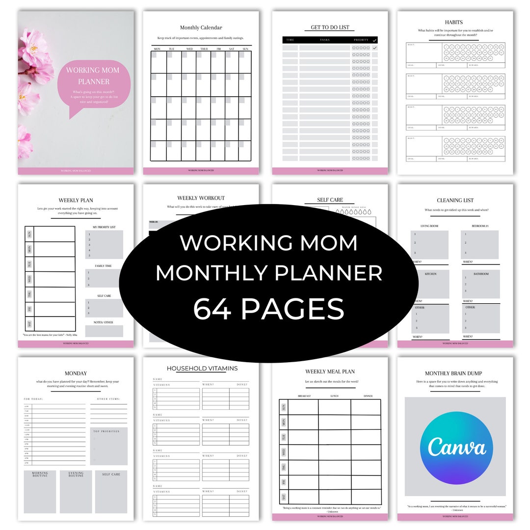 Working Mom Planner, Mom Binder, Household Planner Printable, Editable ...