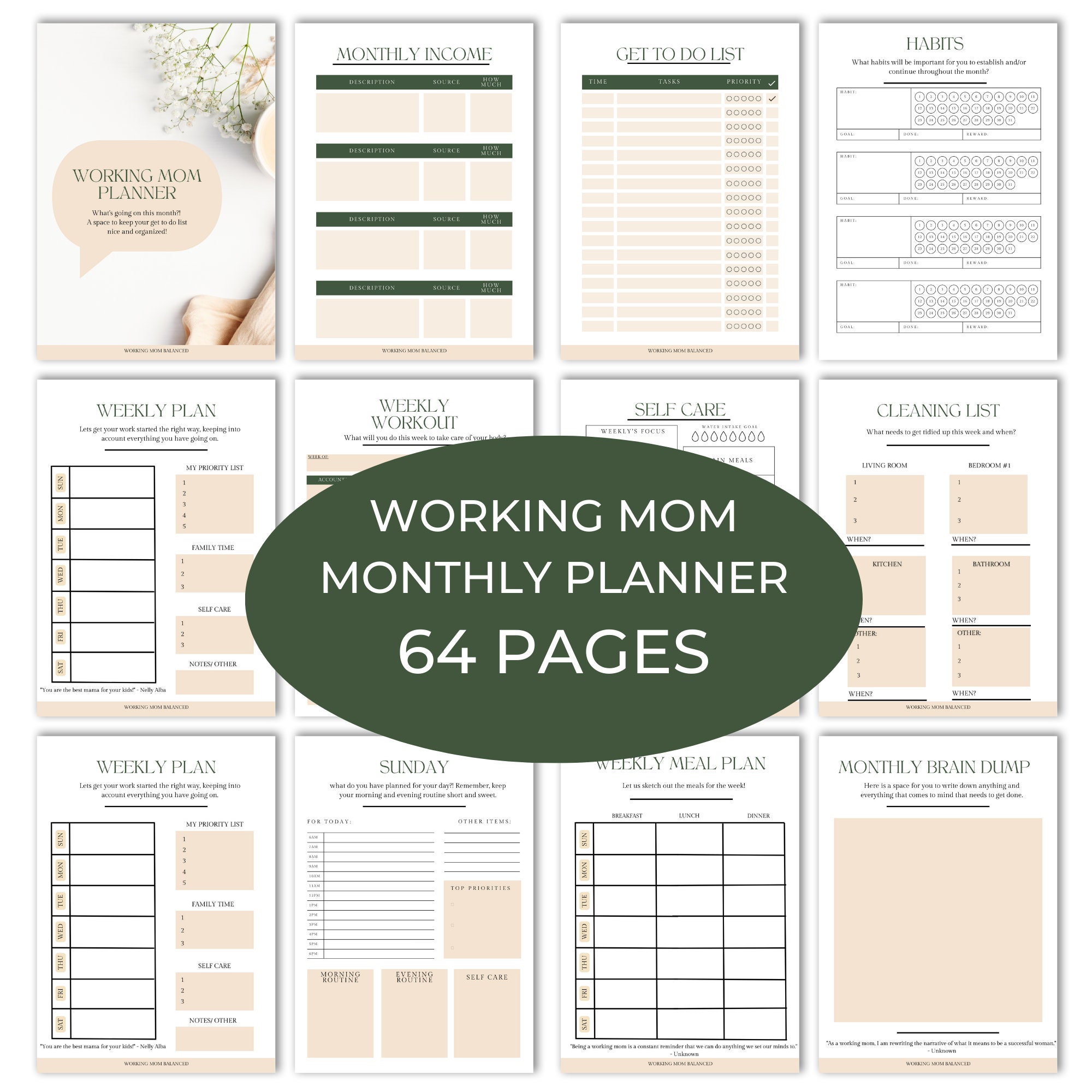 Working Mom Planner, Busy Mom Planner, Household Planner Printable ...