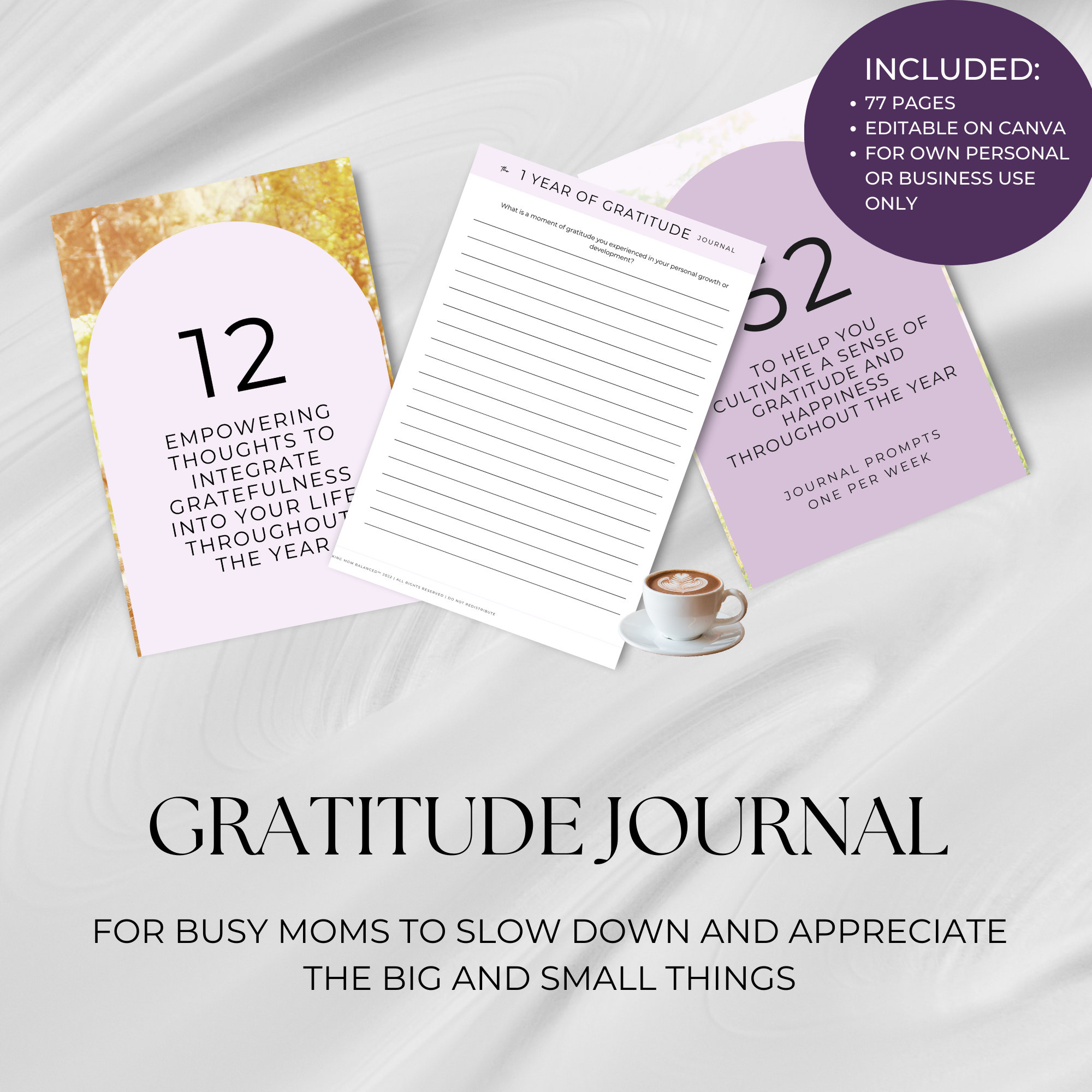 Gratitude Journal Purple Journal for Moms Instant Download - Etsy