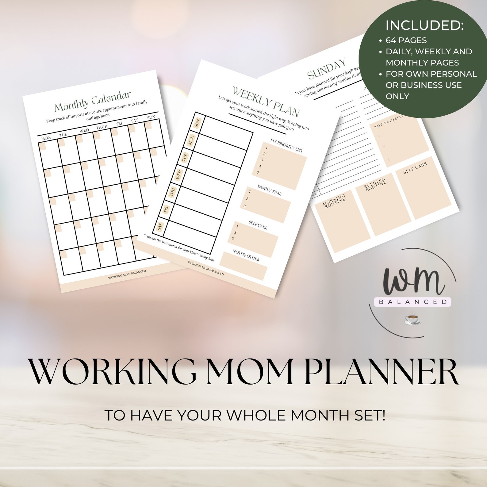 Working Mom Planner, Busy Mom Planner, Household Planner Printable ...