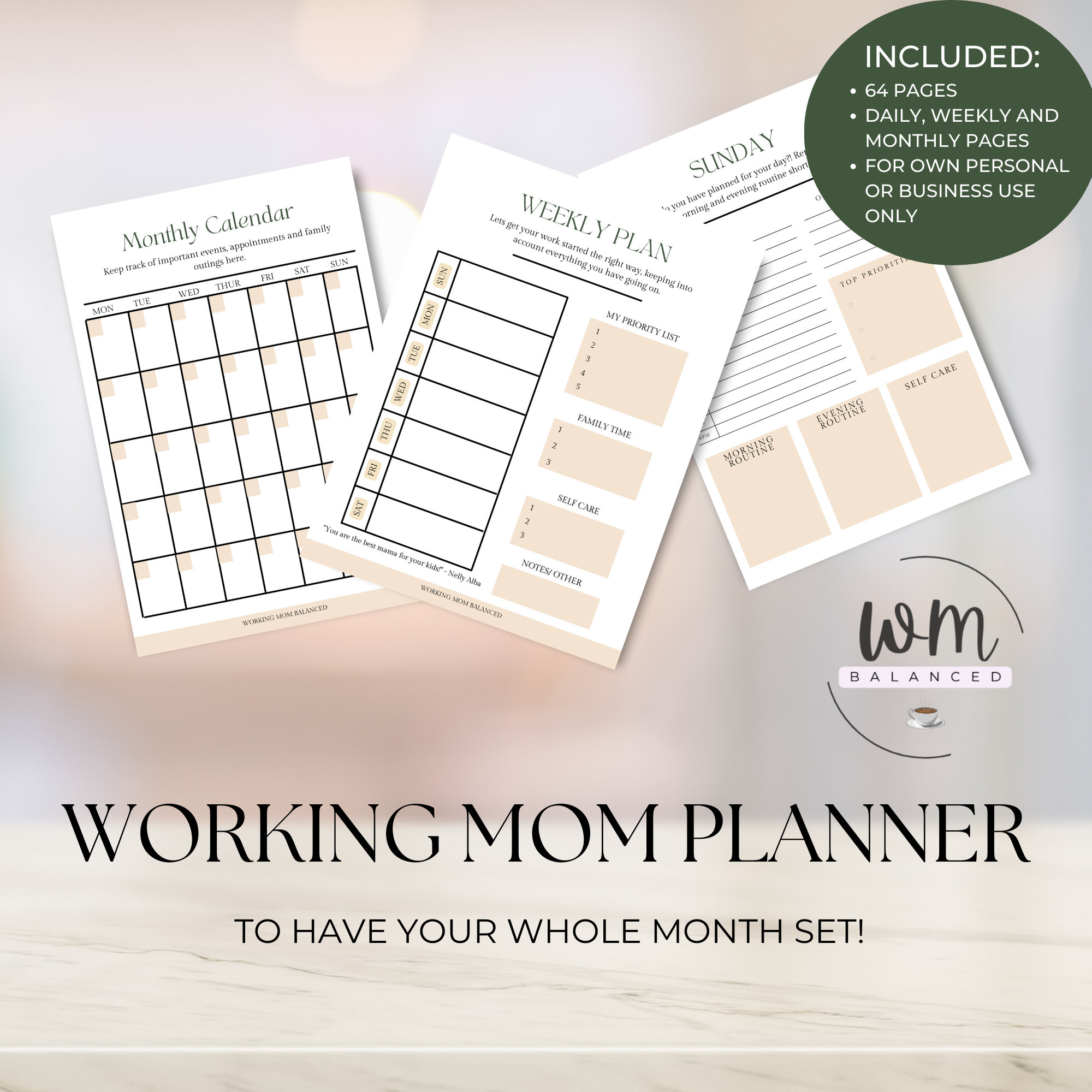 Working Mom Planner, Busy Mom Planner, Household Planner Printable ...