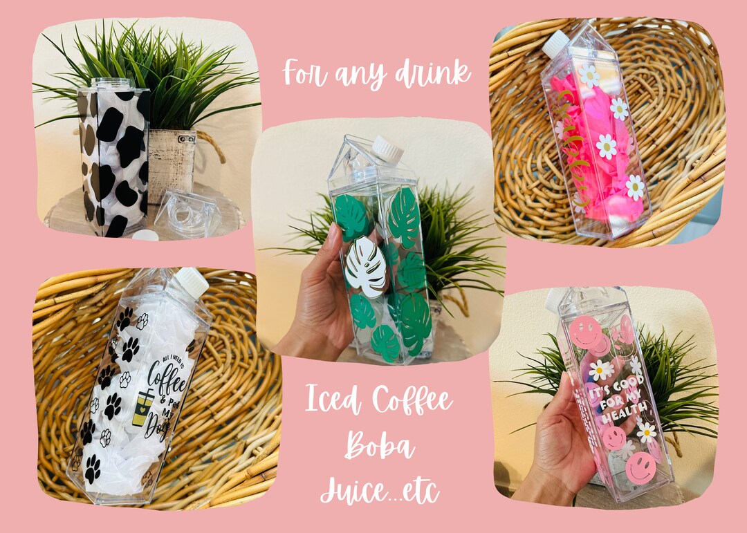 FREE SHIPPING Clear Milk Carton Water Bottle Iced Coffee - Etsy