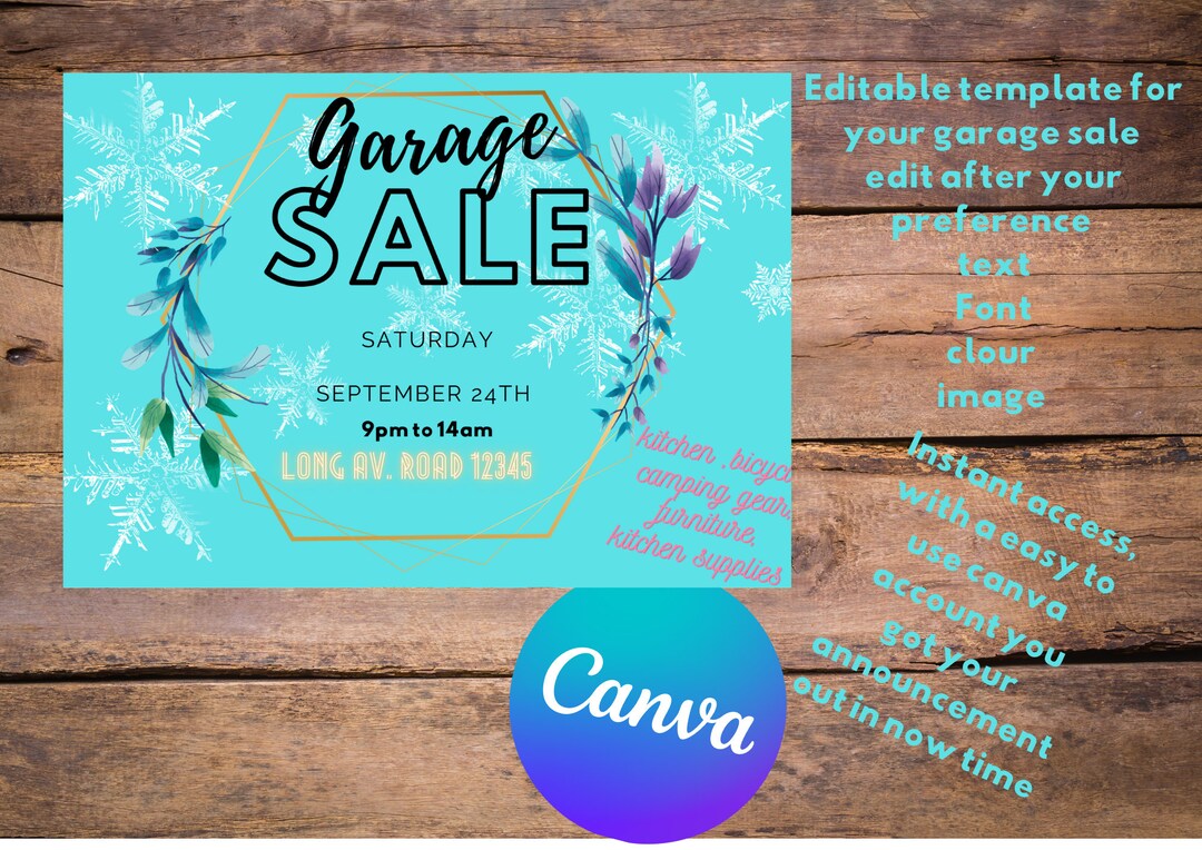 Editable Templet Garage Sale Flyer Yard Sale Garage Sale Flyer Templet ...