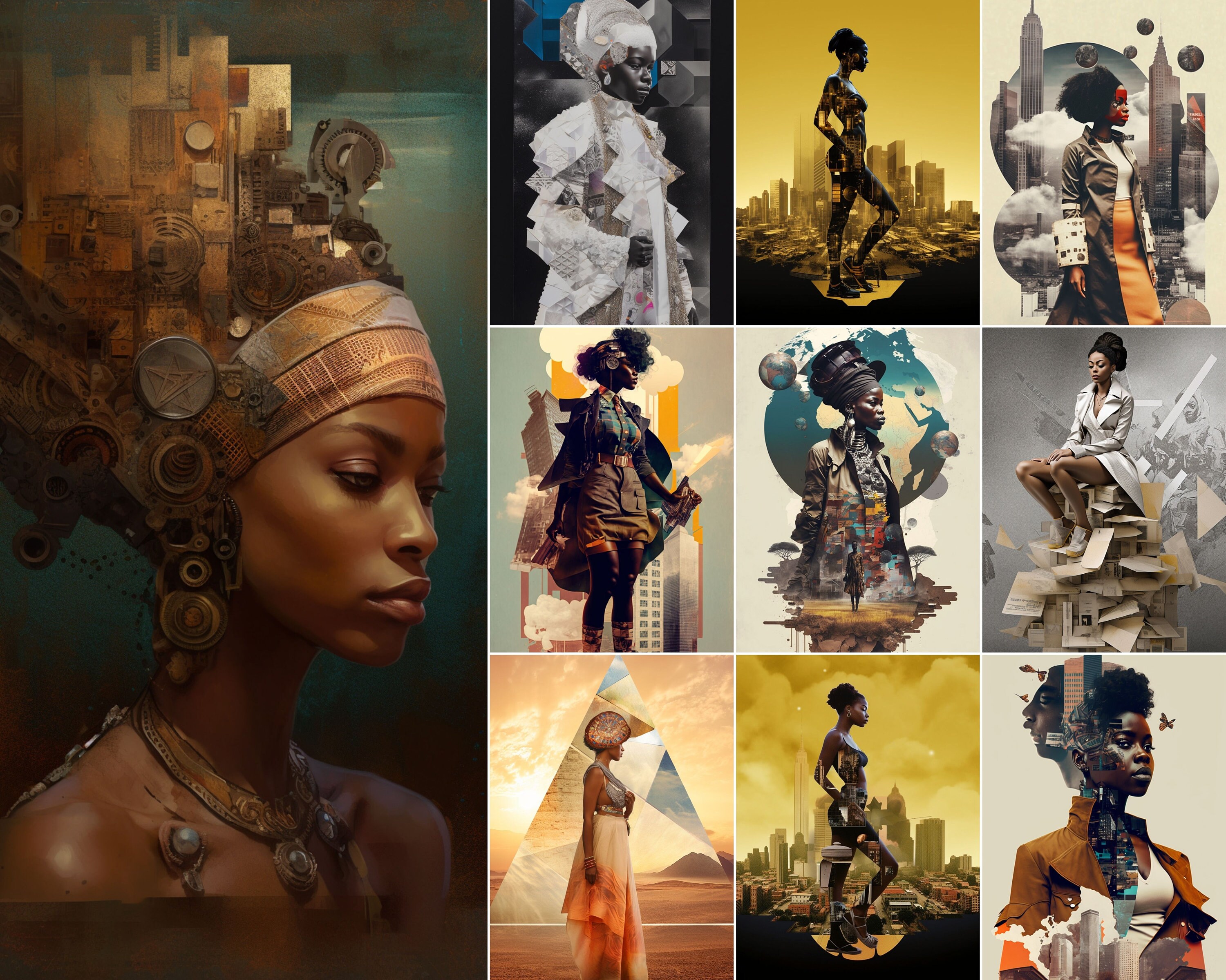 20 Printable Artworks Afrofuturism Art Afrocentric Surreal Mixed Media ...