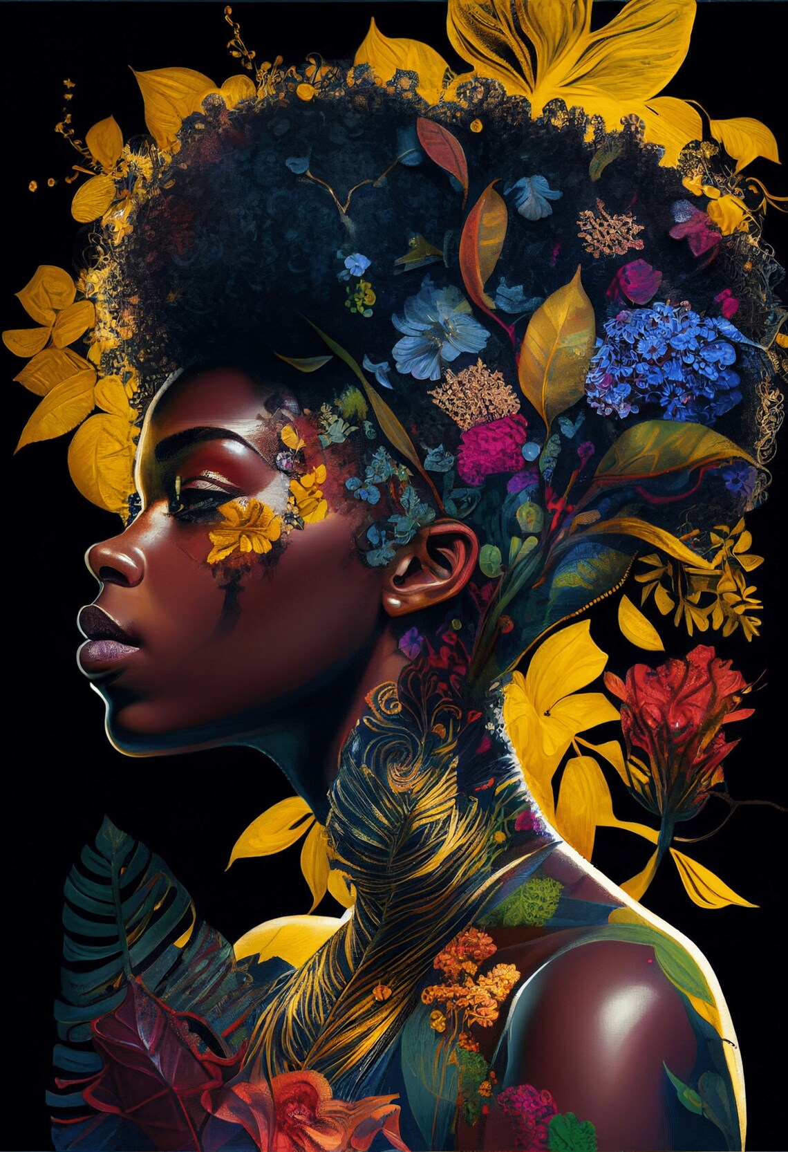 Afrocentric, Floral, Africans American, Afrocentric Art, African ...
