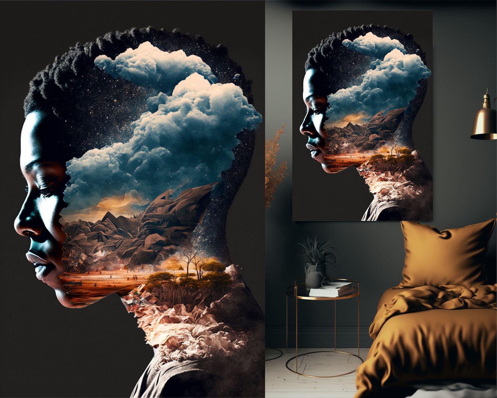 Double Exposure Sky Afrocentric Africans American - Etsy