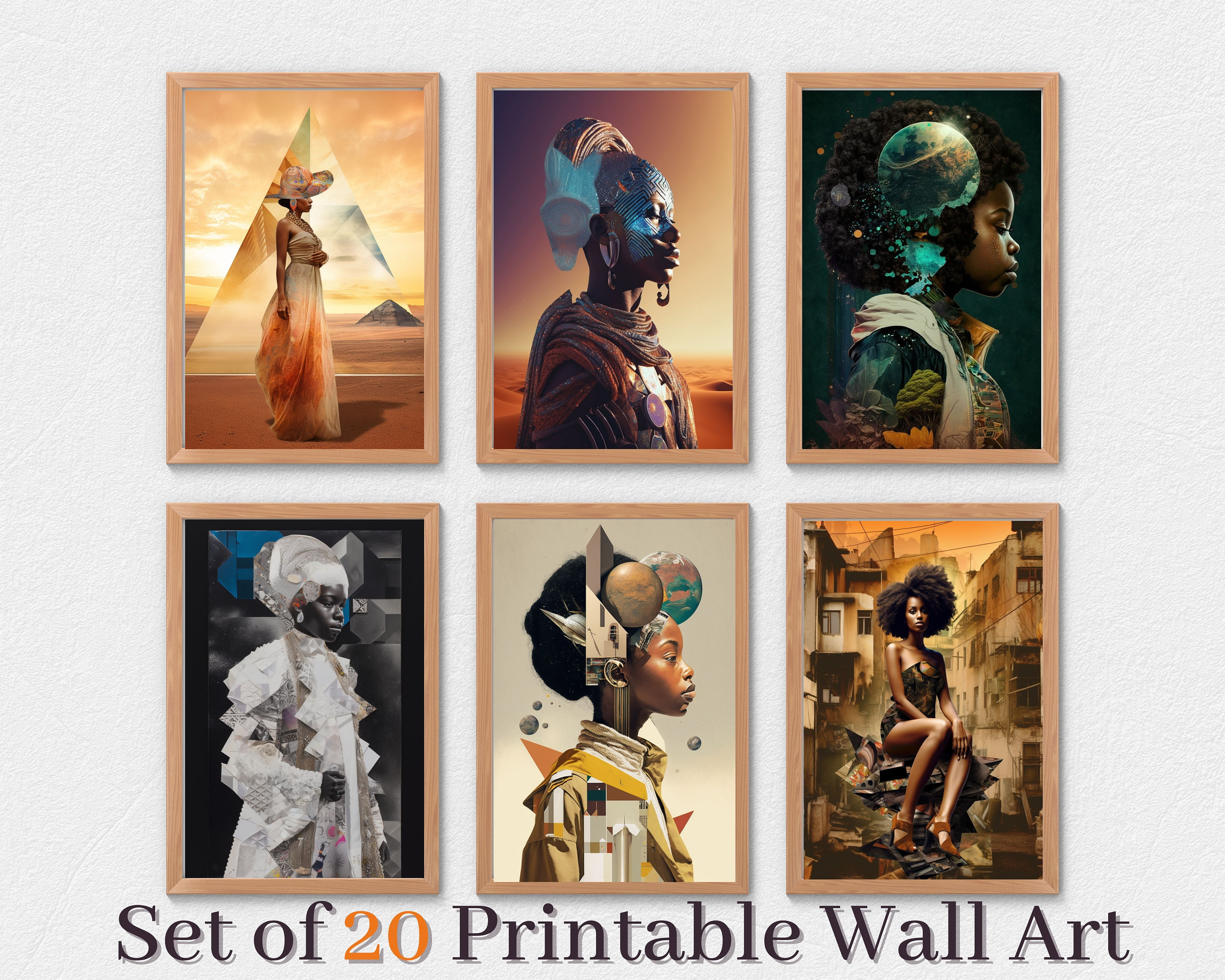20 Printable Artworks Afrofuturism Art Afrocentric Surreal Mixed Media ...