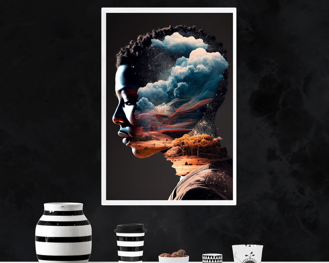 Double Exposure Sky Afrocentric Africans American - Etsy