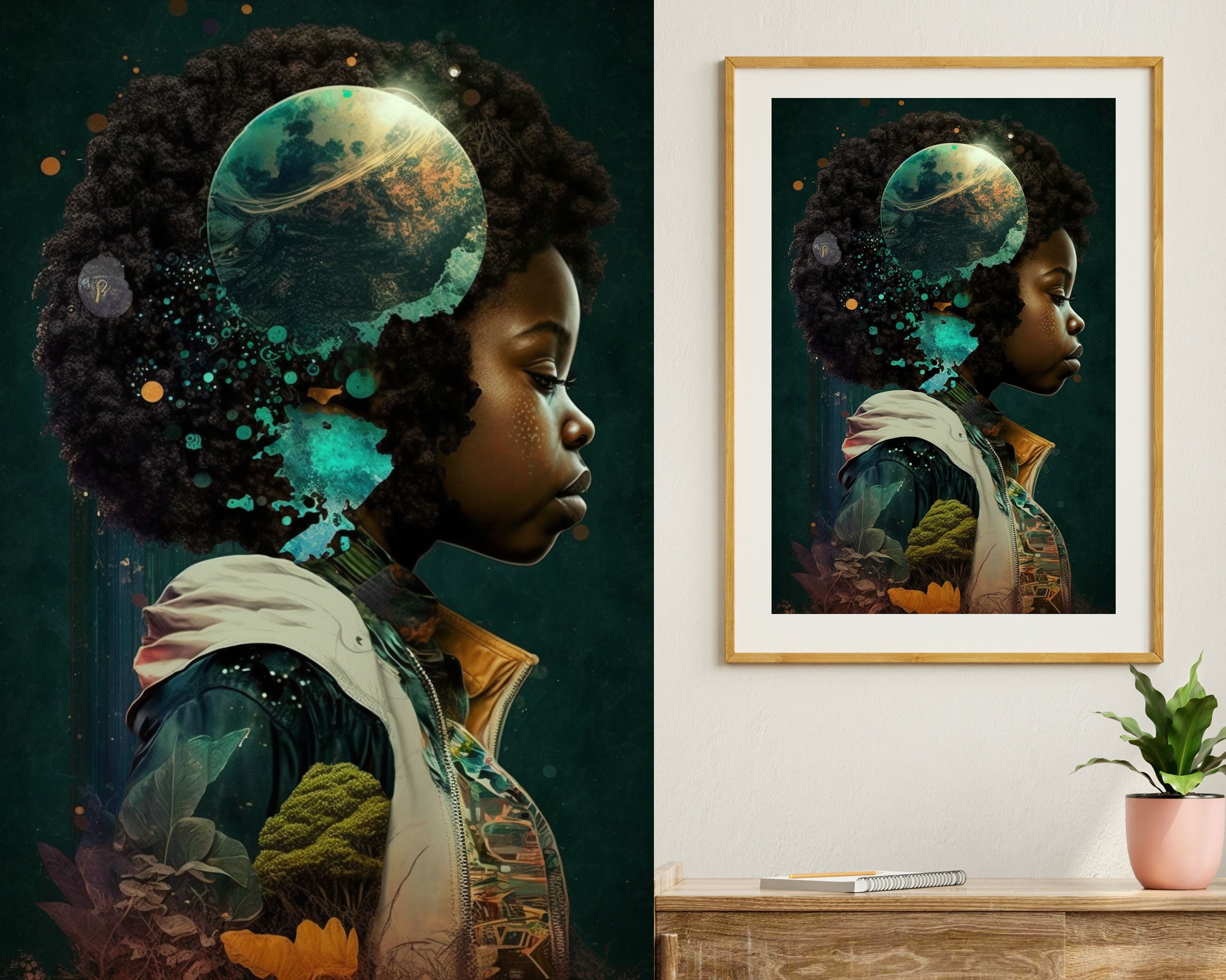 20 Printable Artworks Afrofuturism Art Afrocentric Surreal Mixed Media ...