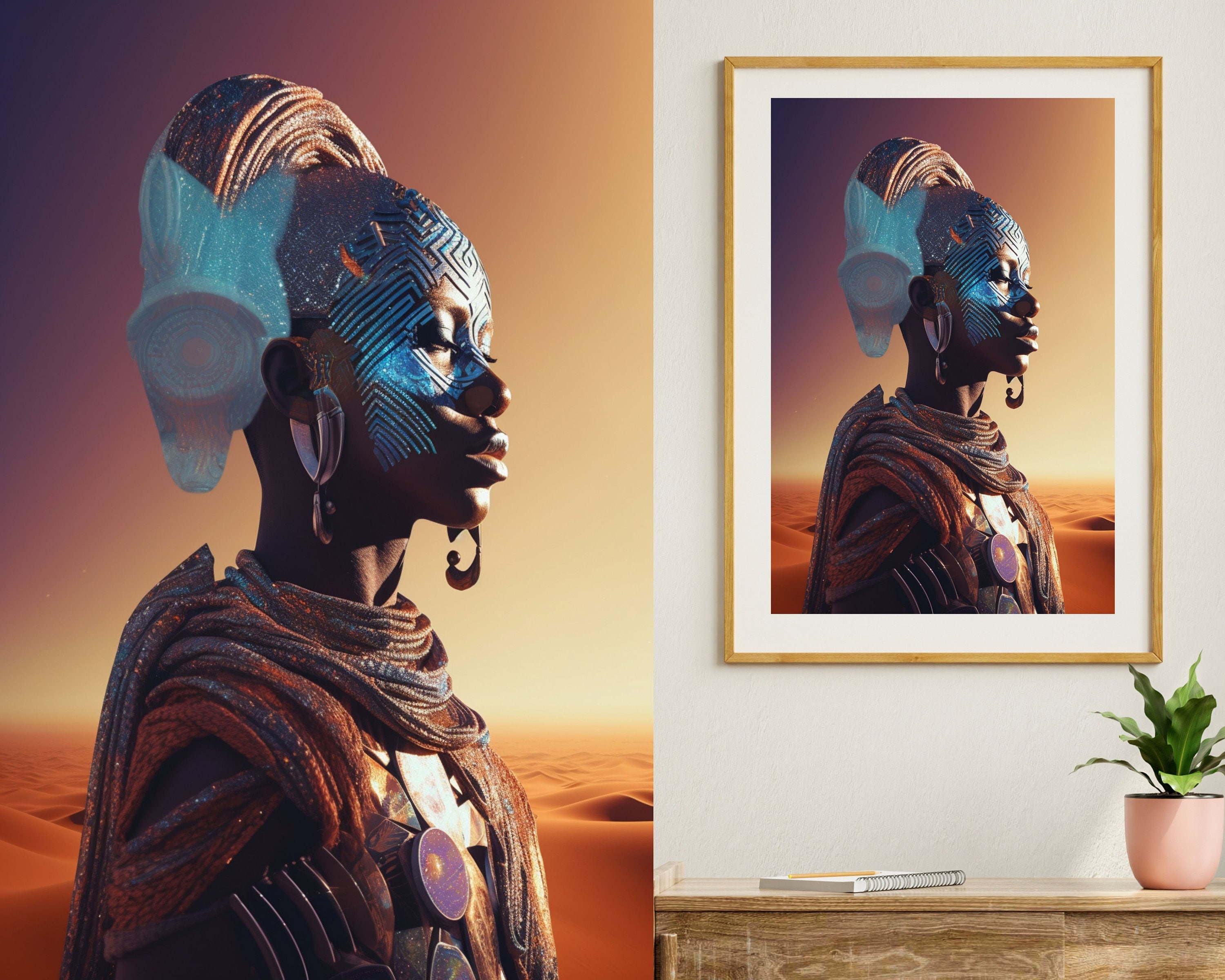 20 Printable Artworks Afrofuturism Art Afrocentric Surreal Mixed Media ...