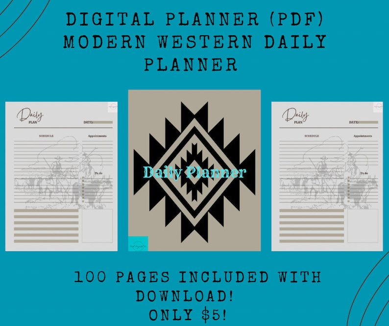 Modern Western Digital Daily Planner - Etsy