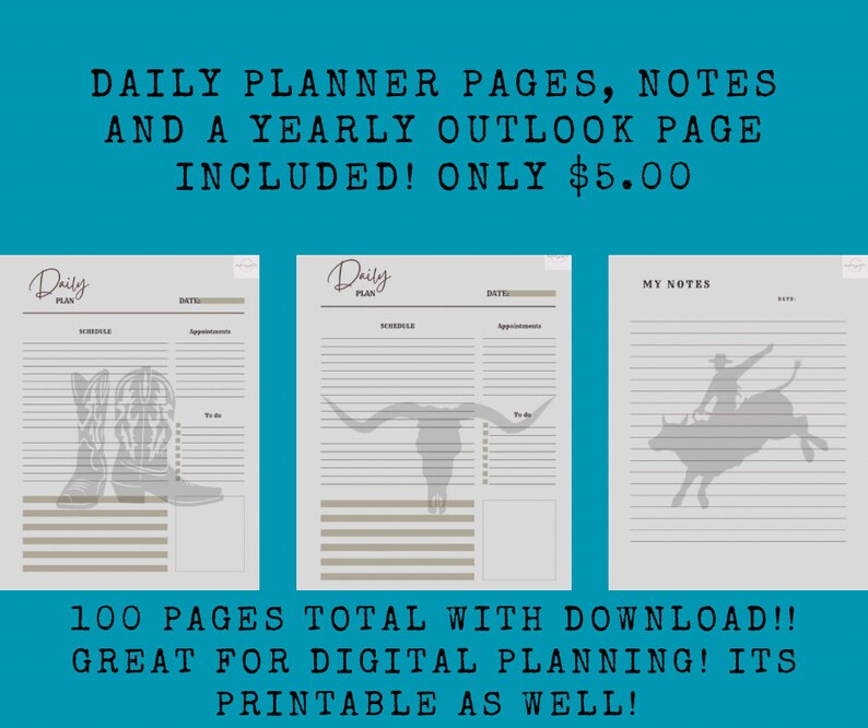 Modern Western Digital Daily Planner - Etsy