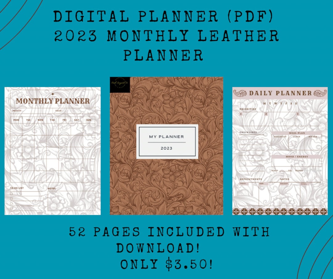 2023 Monthly Leather Planner - Etsy