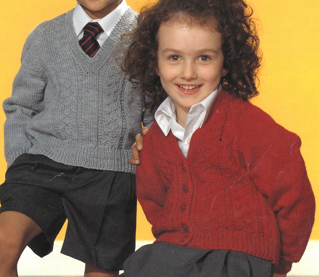 PDF Knitting Pattern - DK - Boys/ Girls V Necked Jumper, V Necked ...