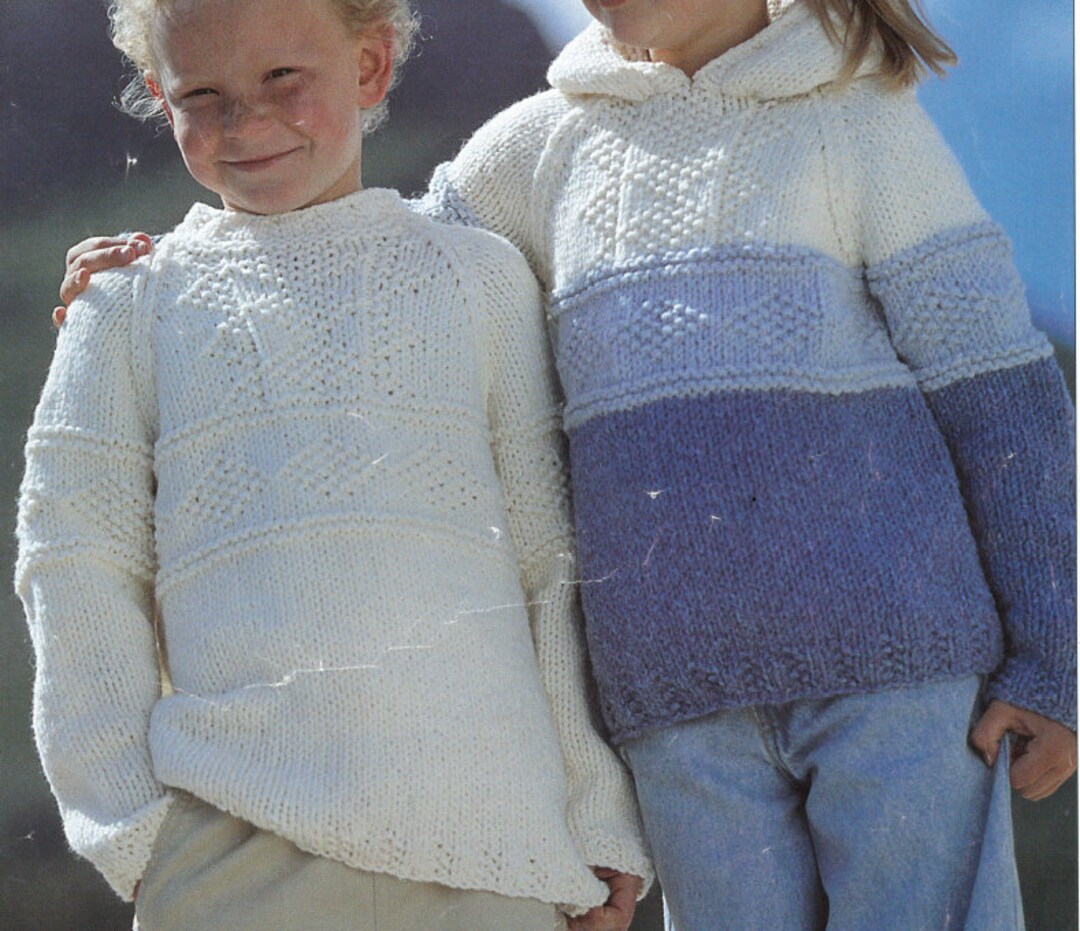 PDF Knitting Pattern - Chunky - Childrens Thick Warm Hoodie / Jumper ...