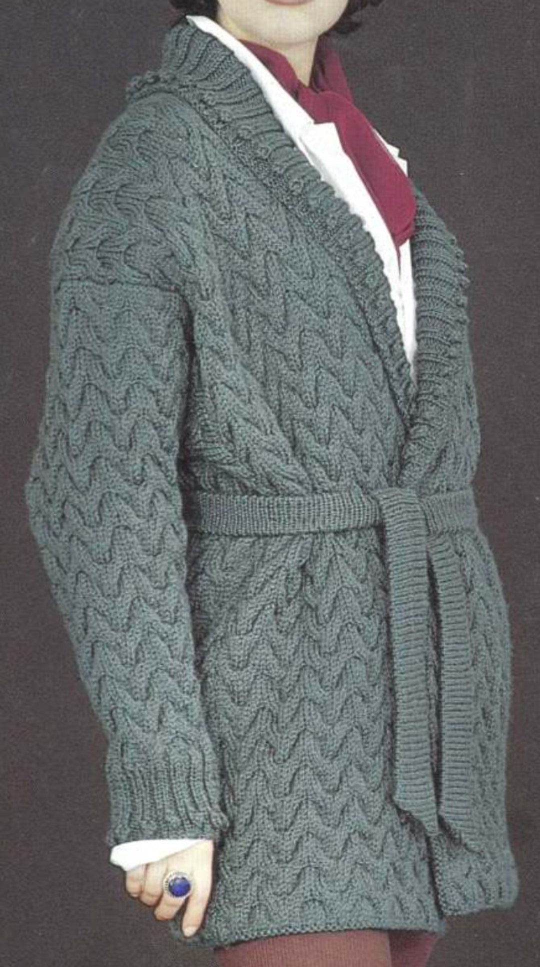 PDF Knitting Pattern- Aran - Ladies / Girl Aran Round Necked Modern ...