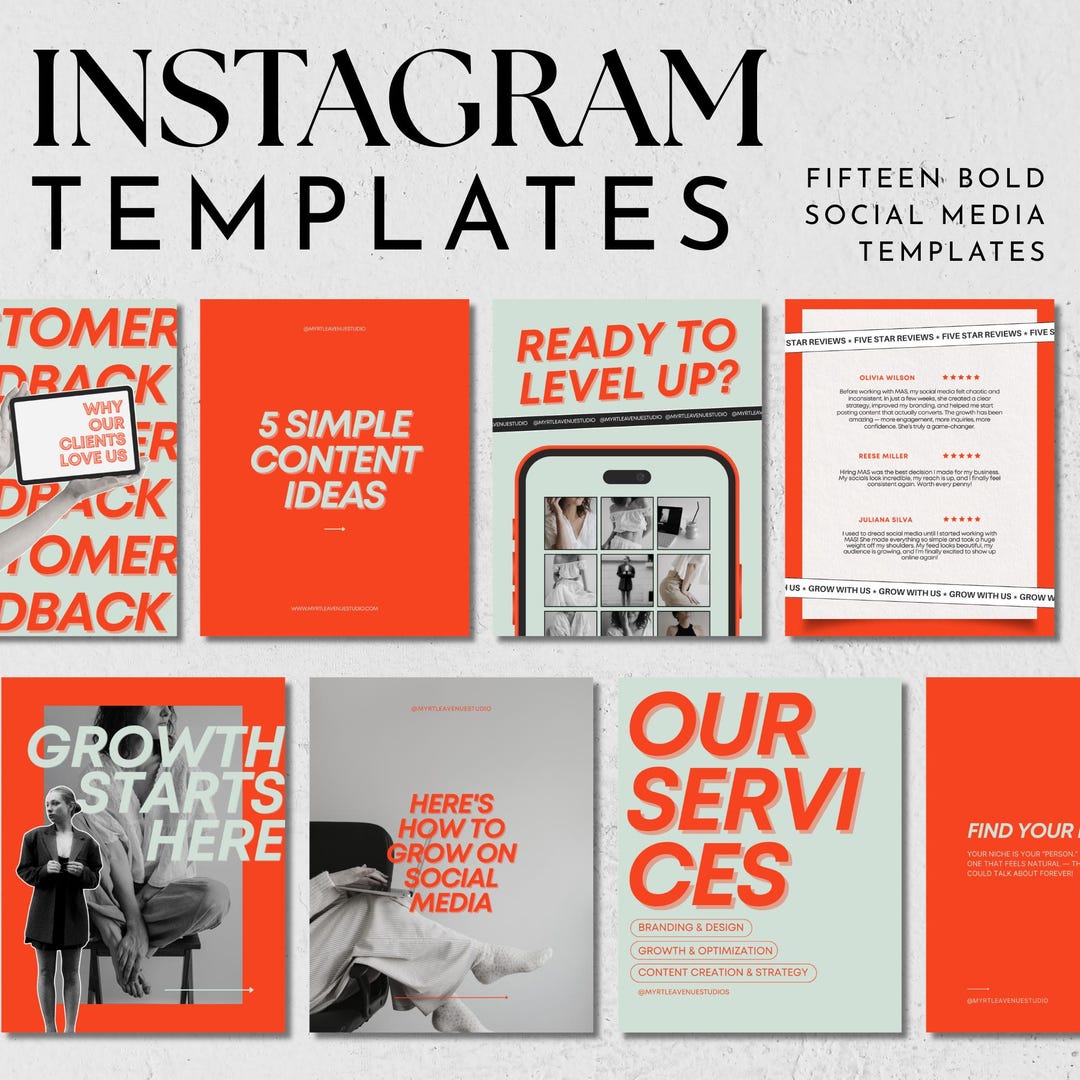 15 Instagram Templates, Bold Social Media Kit | Canva PRO Editable ...