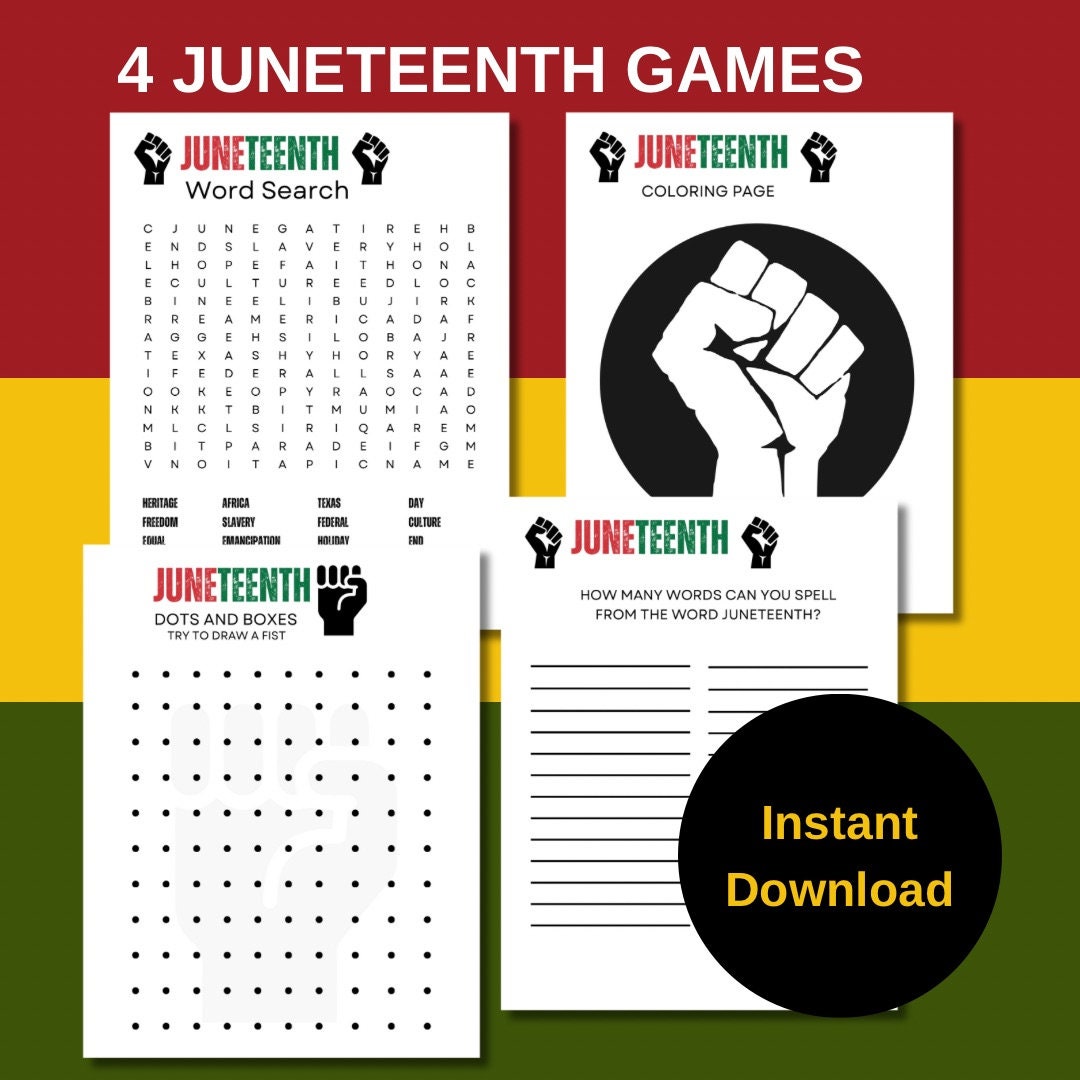 Juneteenth Printable Games, Word Search, Coloring Page, and More - Etsy