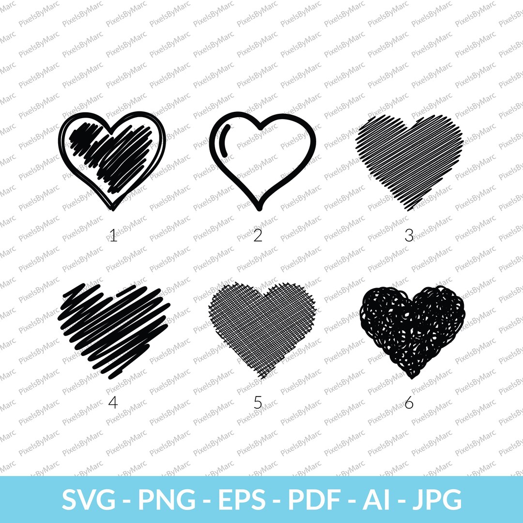 Doodle Hearts Drawings, Handmade Hearts, Hearts Drawings, Hearts SVG ...