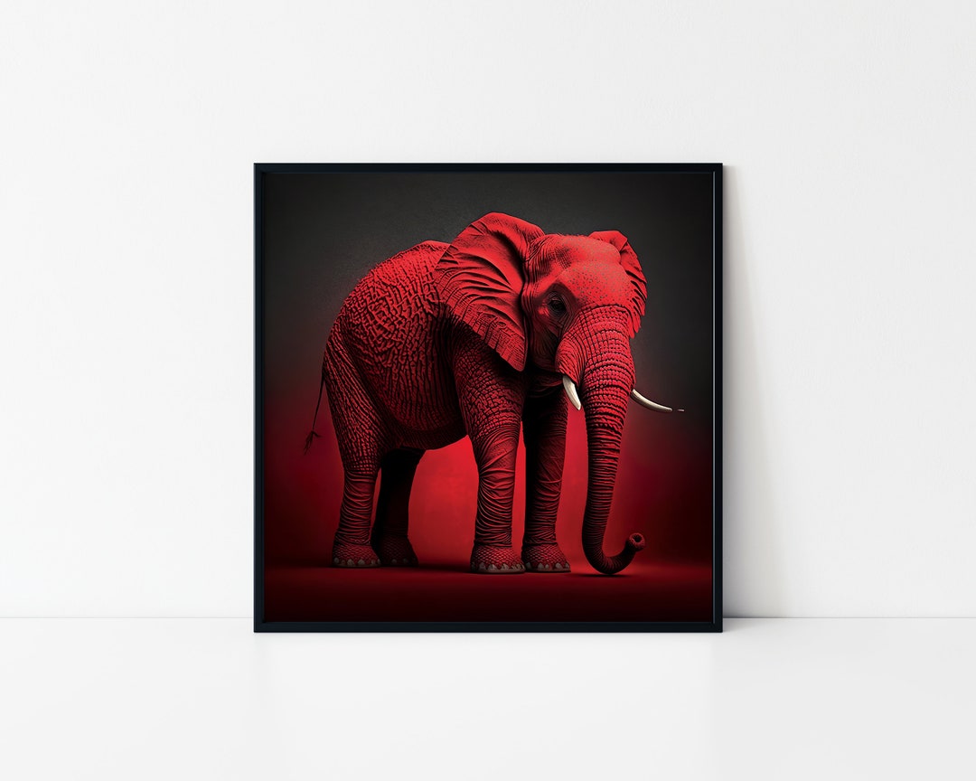 Red Elephant Poster Instant Download, Printable Wall Art, Digital Home ...
