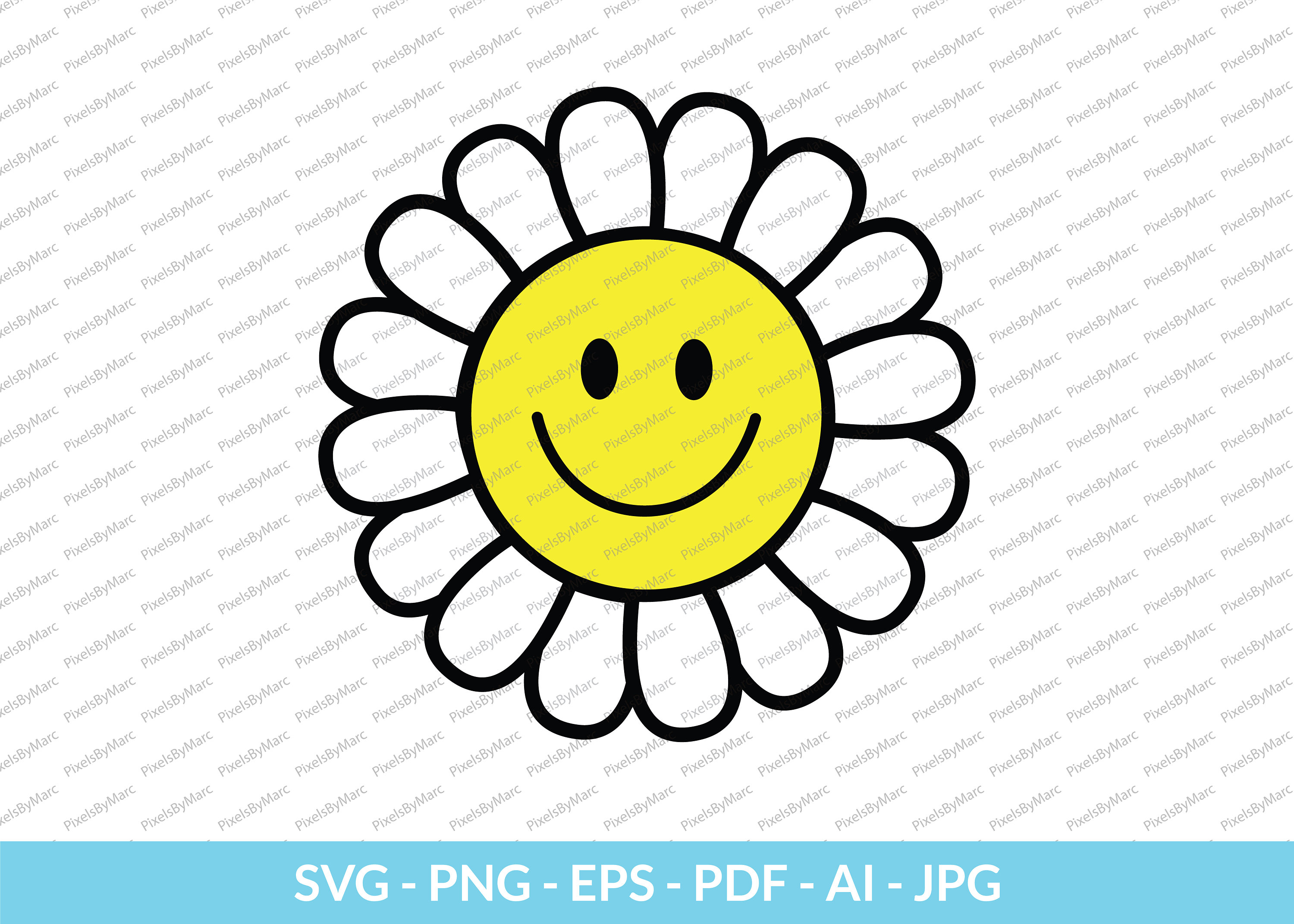 Positive Flower Instant Download, Smiling Sunflower Clipart, Happy ...