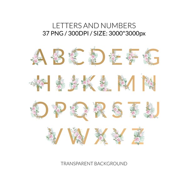 Floral Alphabet Background Png - Etsy