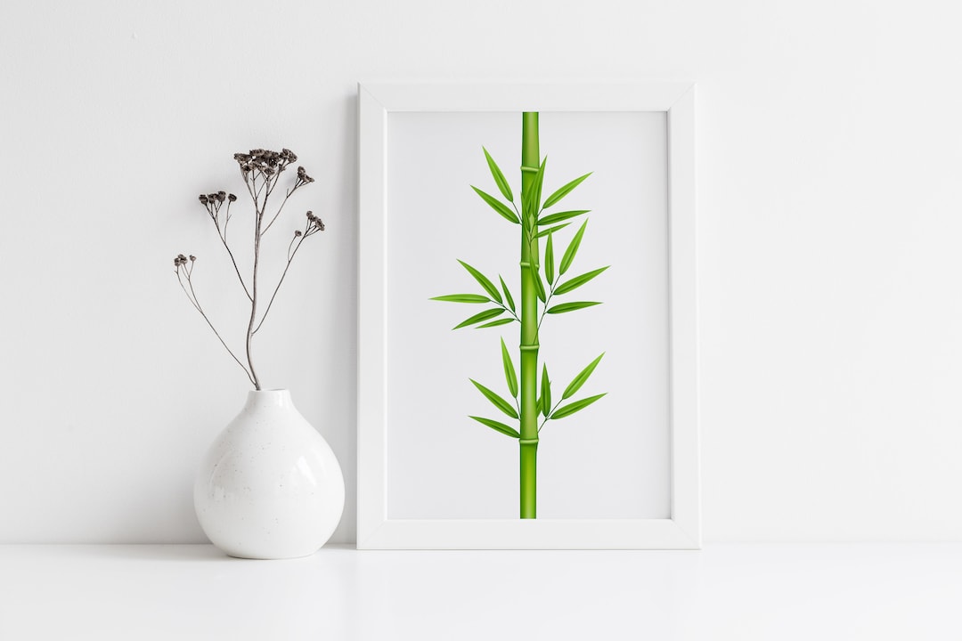 Bamboo Stick With Leaves Digital Poster, Bamboo Plant Decoration Poster ...
