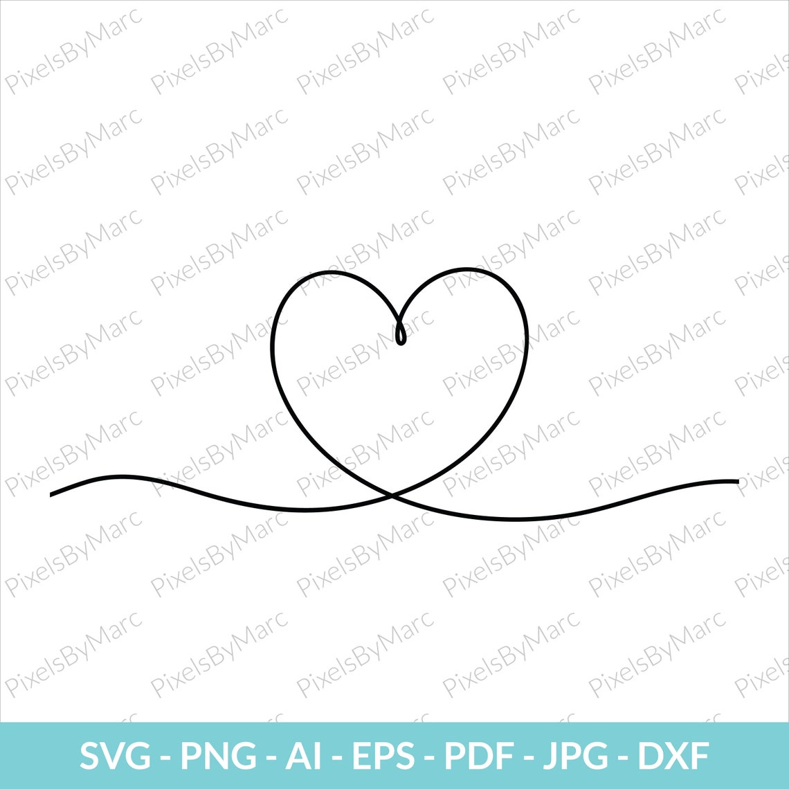 Continuous One Line Drawing Heart, Heart Made of a Line, Heart Line ...
