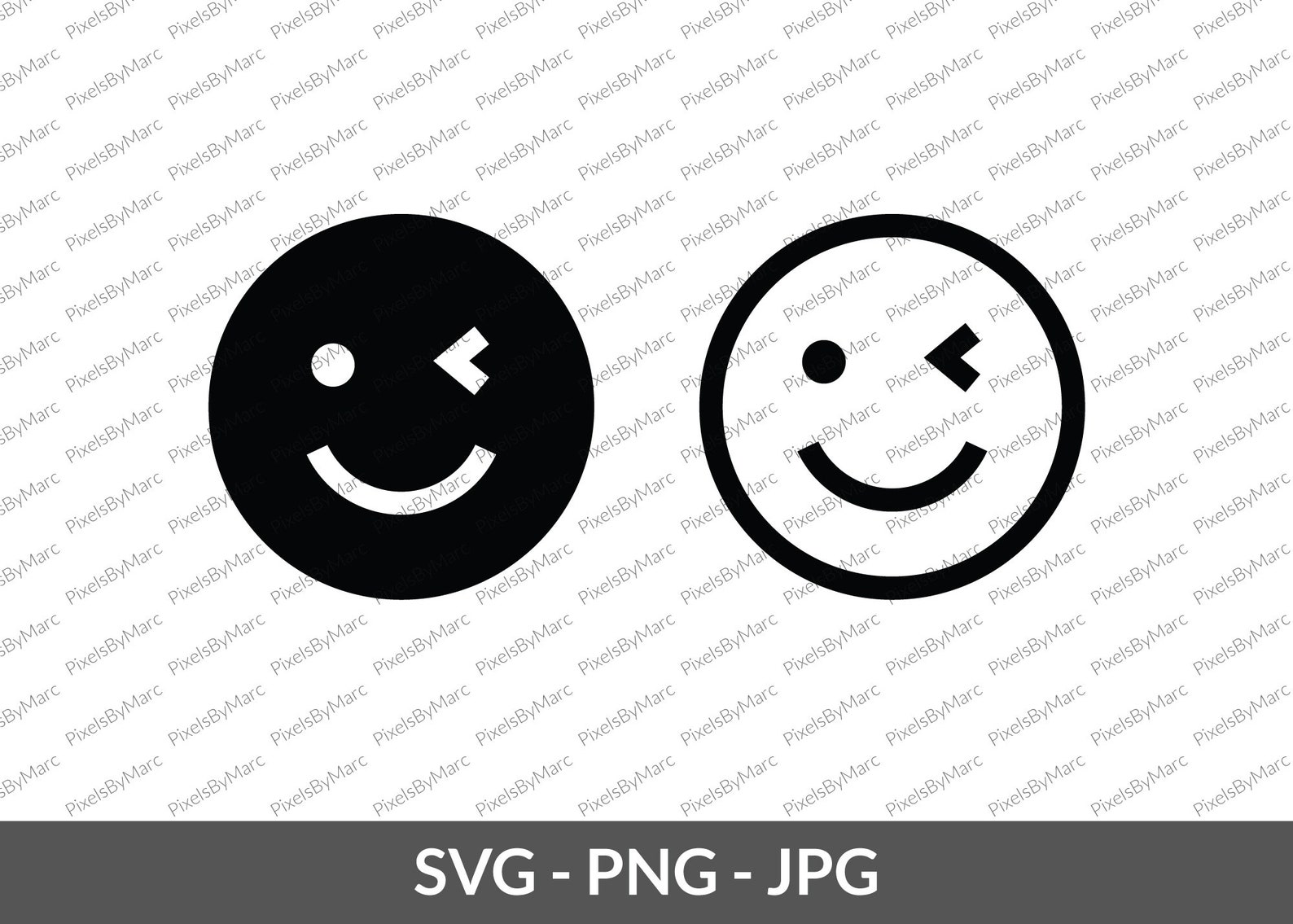 Wink Emoji Digital Download SVG PNG JPG, Winking Smiley Face Clipart ...