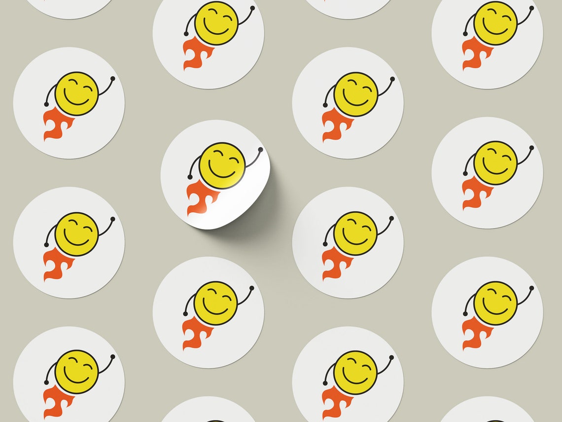 Flying Rocket Smiley SVG PNG JPG, Cool Smiley Sticker Digital Download ...