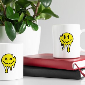 Set of 3 Melting Smiley, Set of Dripping Smiley Faces, Retro Style ...