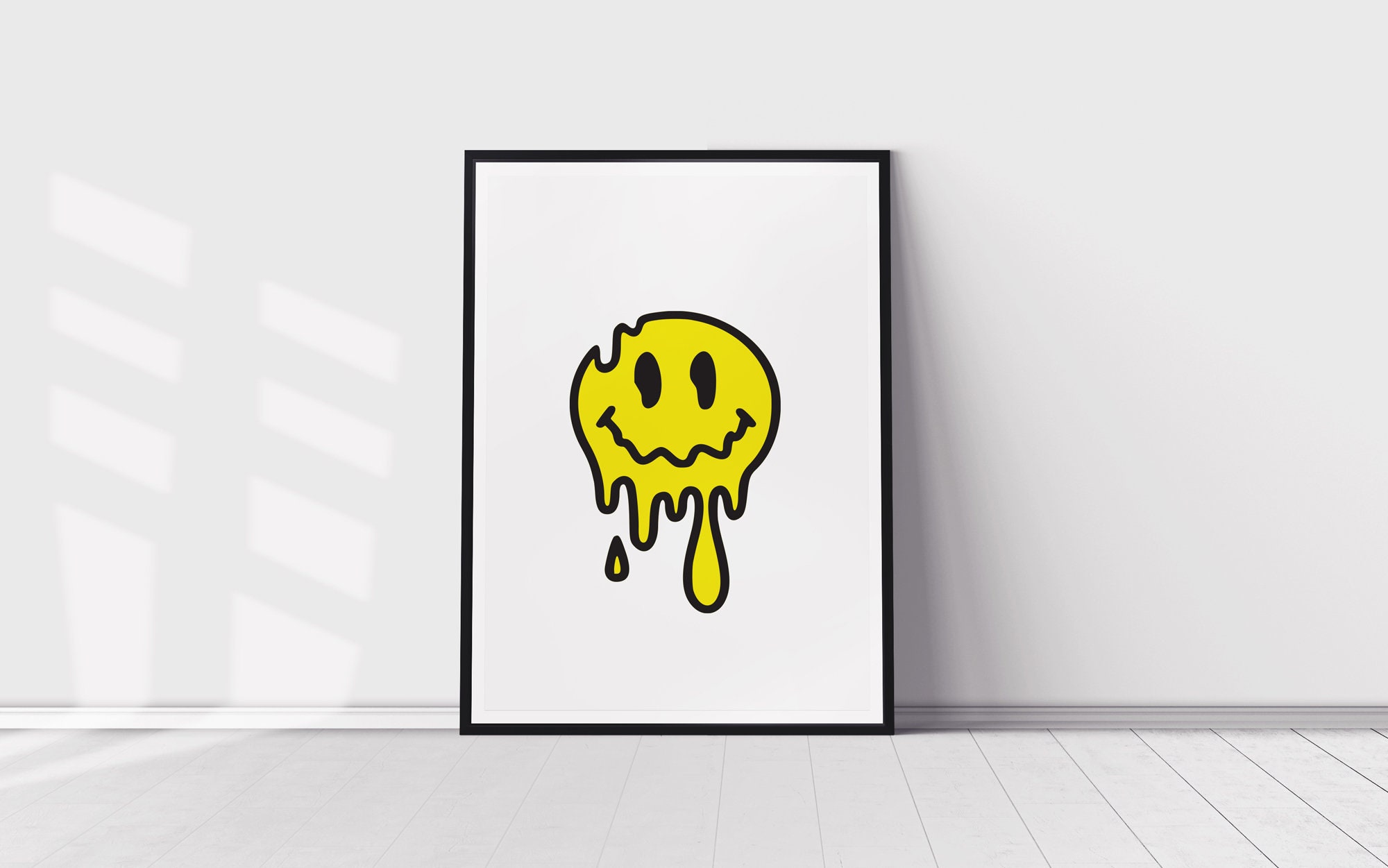 Set of 3 Melting Smiley, Set of Dripping Smiley Faces, Retro Style ...