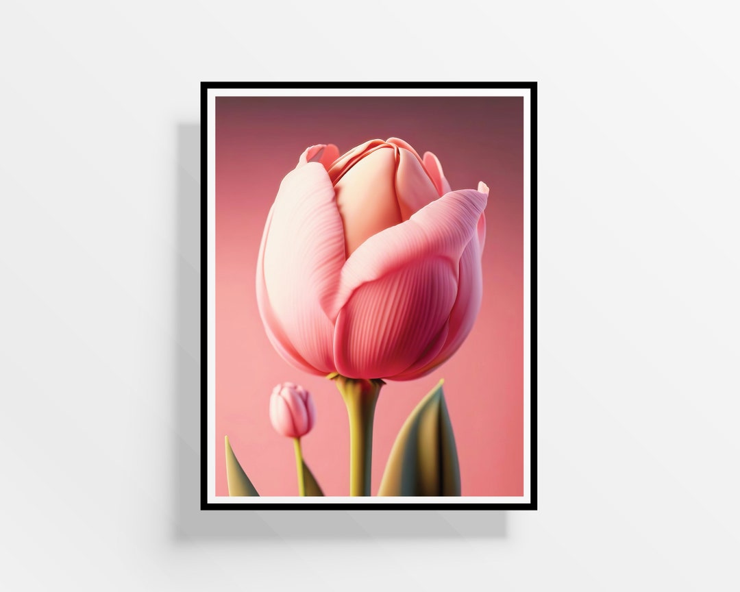 Light Pink Tulip Flower Digital Download, Tulip Close-up Poster, AI Art ...