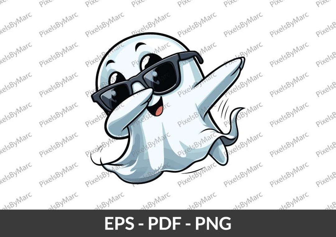 Halloween Cool Ghost Dab Dance Clipart, Ghost Wearing Sunglasses, Fun ...