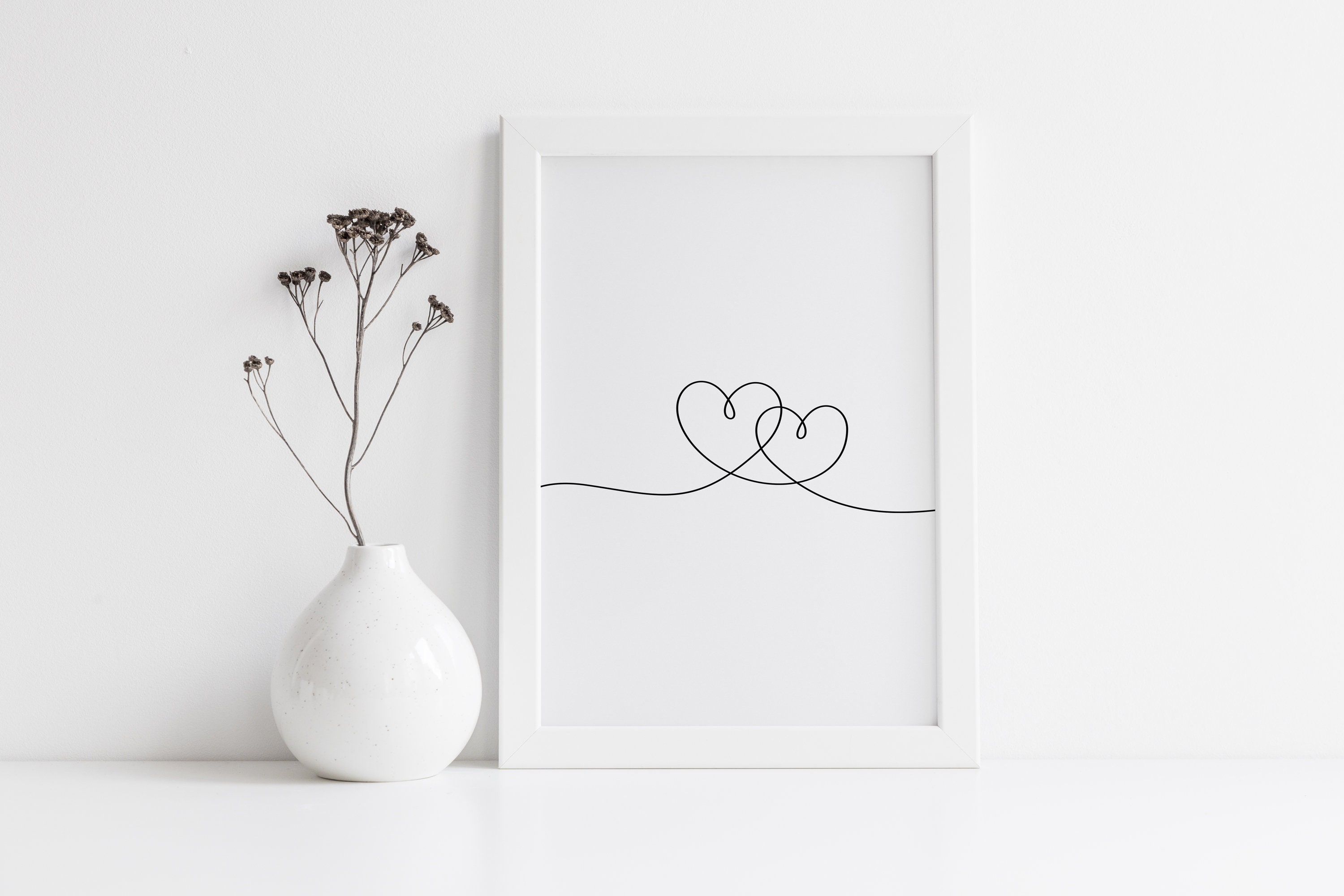 Continuous One Line Drawing With Two Hearts, Hearts Made With a Line ...