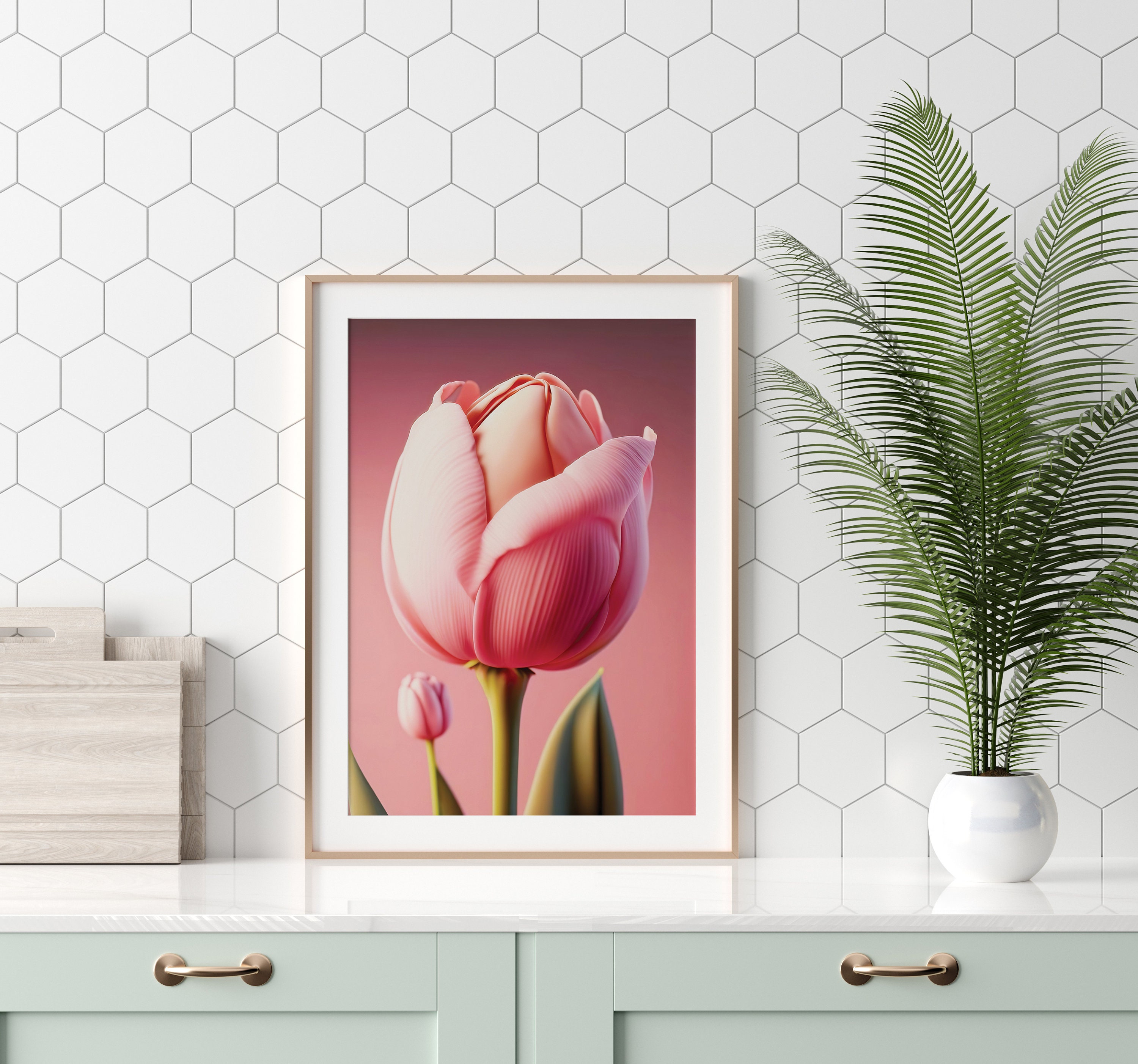 Light Pink Tulip Flower Digital Download, Tulip Close-up Poster, AI Art ...