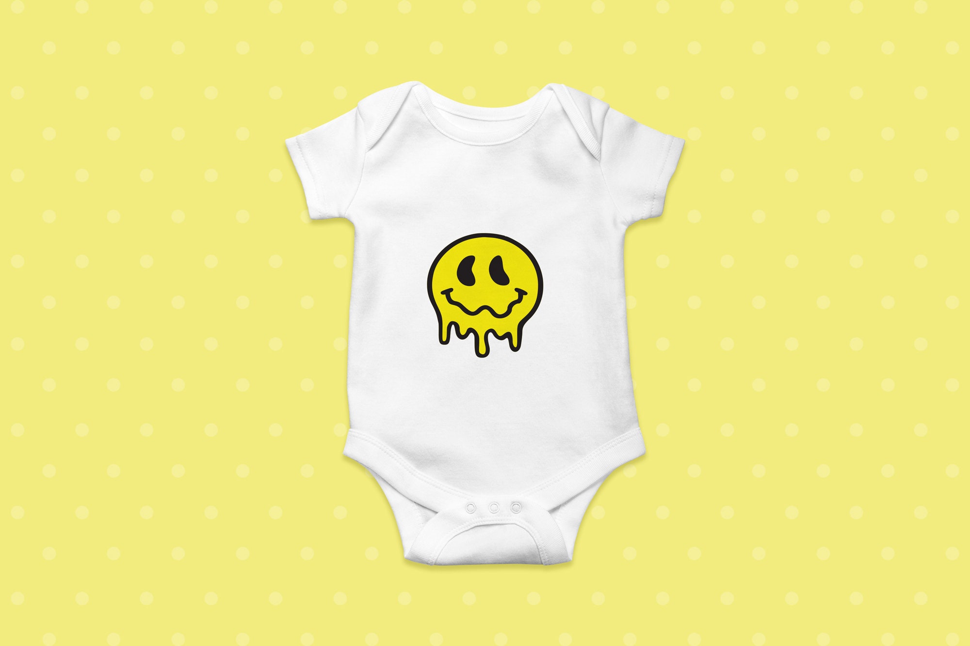 Set of 3 Melting Smiley, Set of Dripping Smiley Faces, Retro Style ...