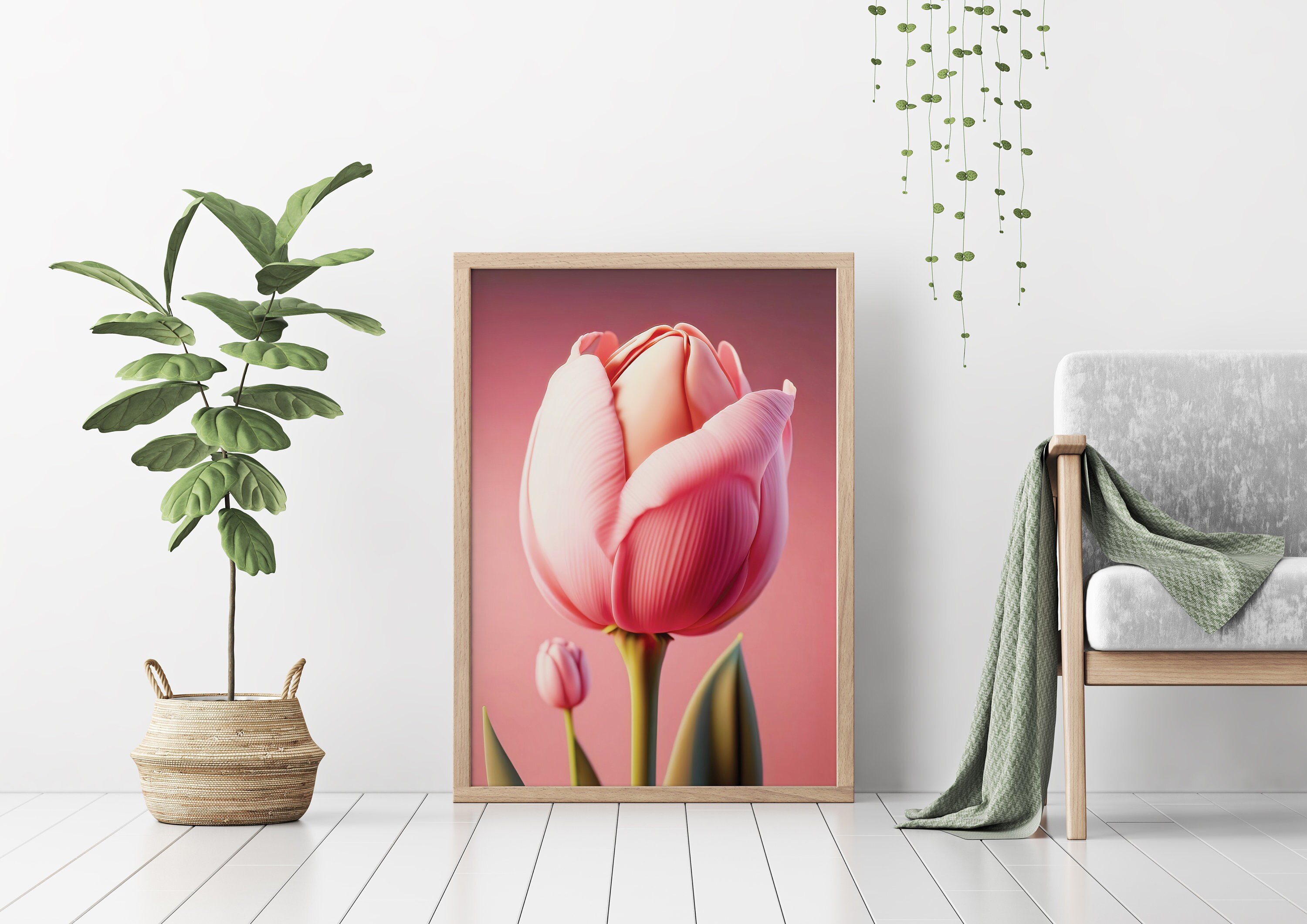 Light Pink Tulip Flower Digital Download, Tulip Close-up Poster, AI Art ...