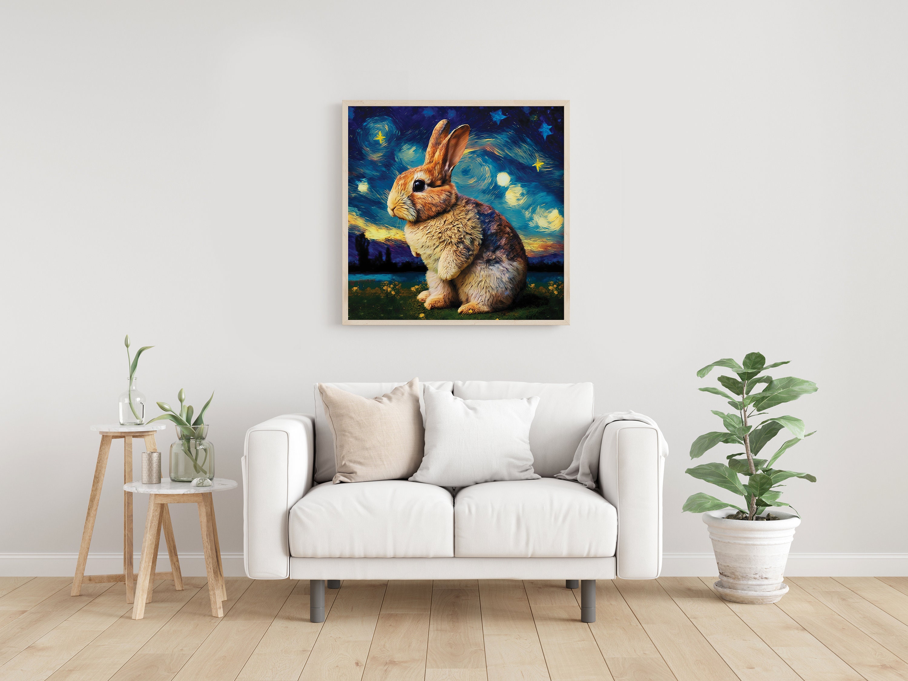 Bunny, Rabbit, Van Gogh Style Painting, Ai Art Digital Download ...