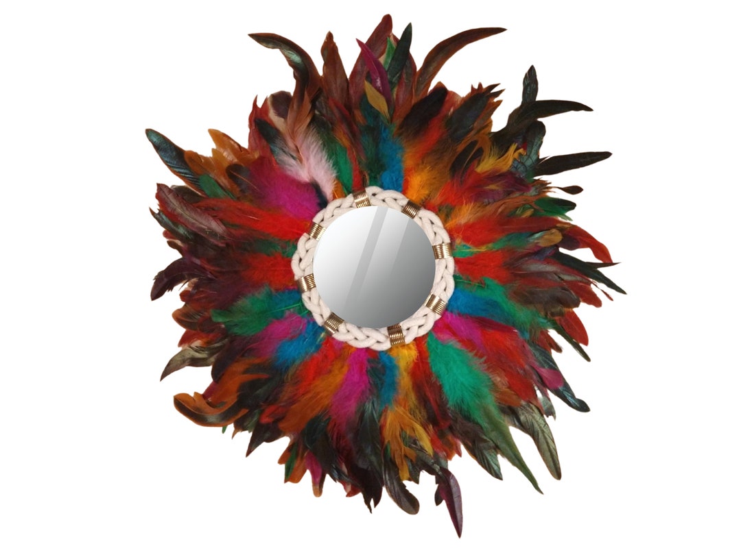 Festive Feather Mirror, Feather Wall Decor, Juju Hat Mirror - Etsy