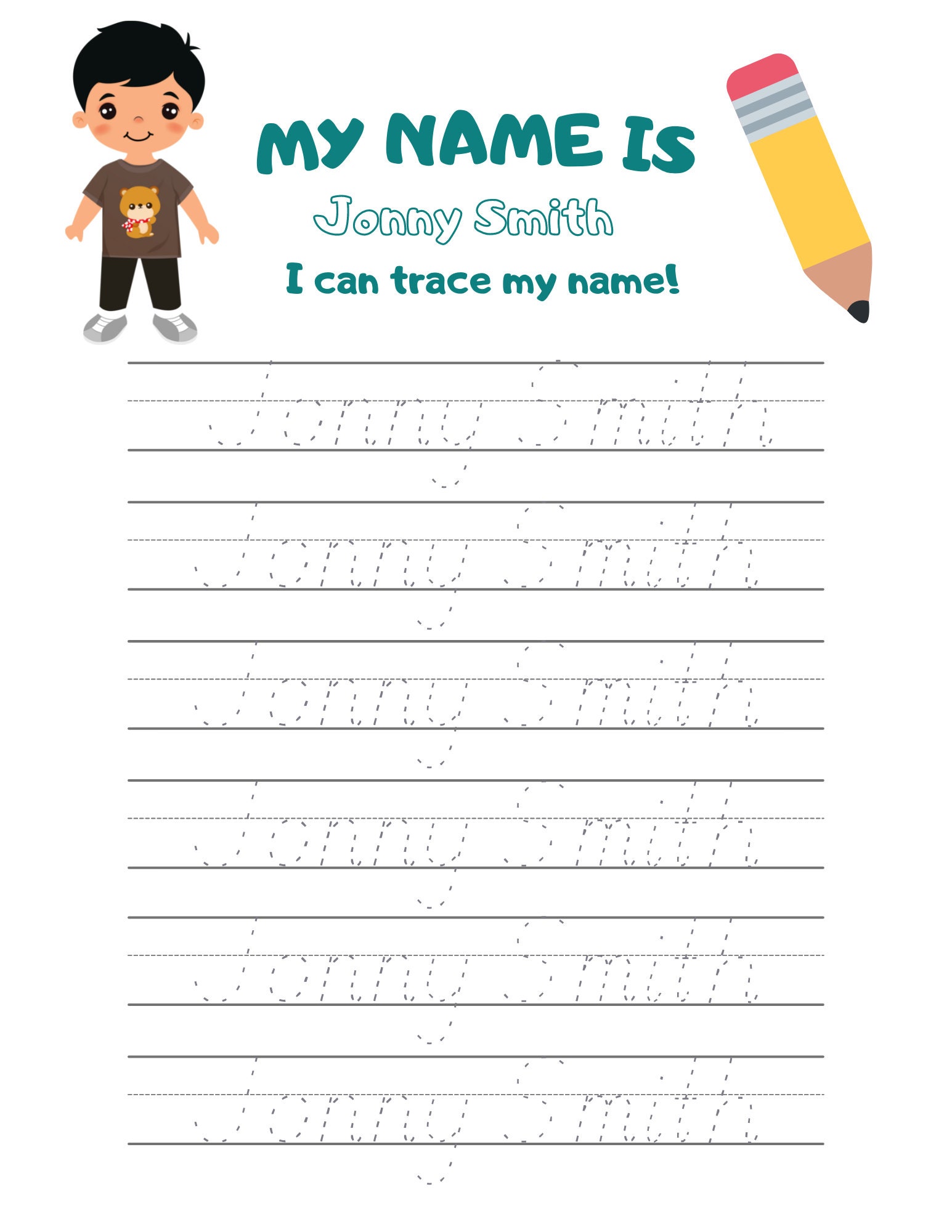 Customizable Name Tracing Worksheet - Etsy