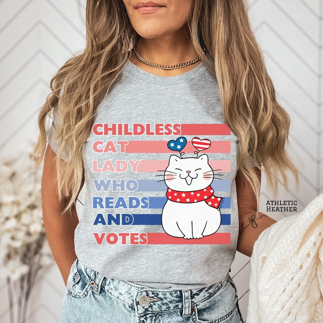 Childless Cat Lady Shirt,childless Cat Lady Who Reads and Votes T ...