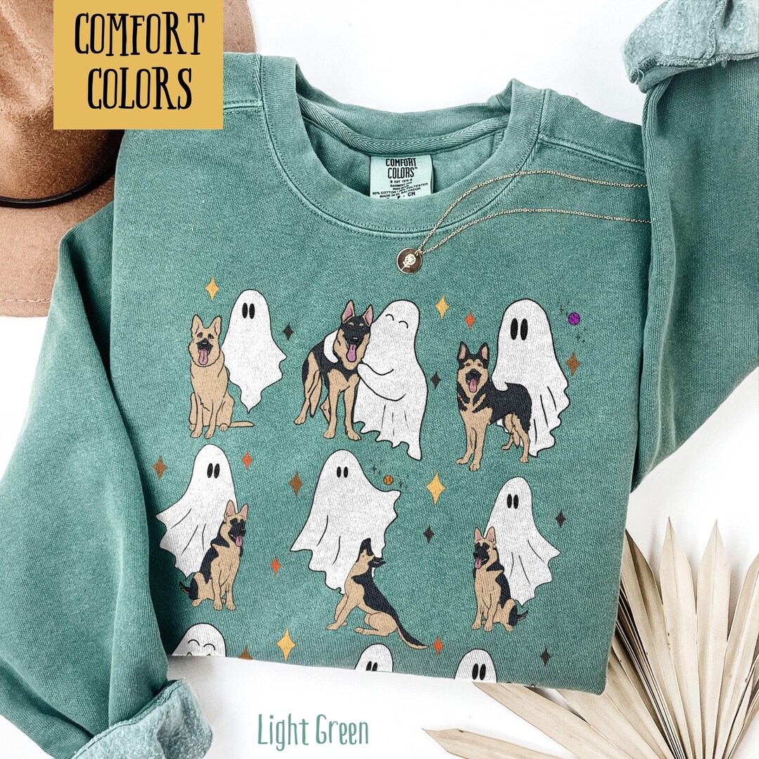 Halloween German Shepherd Dog Ghost Comfort Colors® Sweater,dog Lover ...