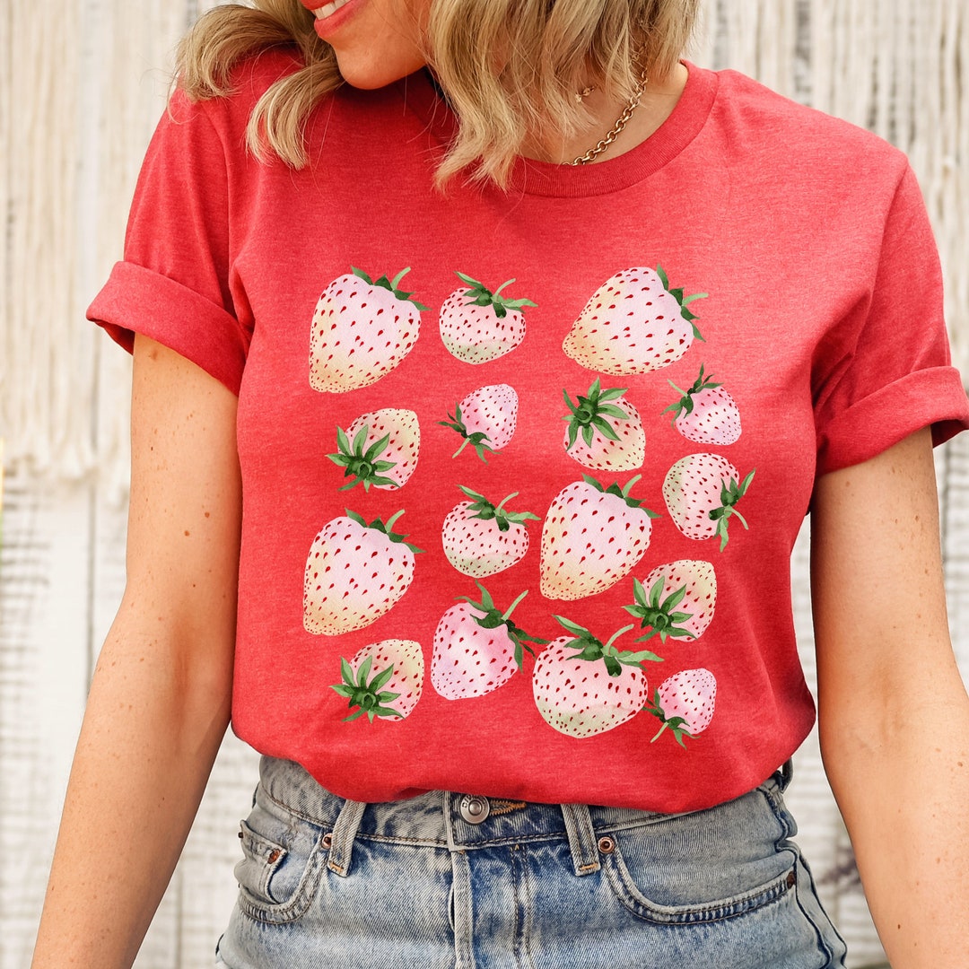 White Strawberries Watercolor T-shirt, Women's Graphic Tshirt, Unisex ...