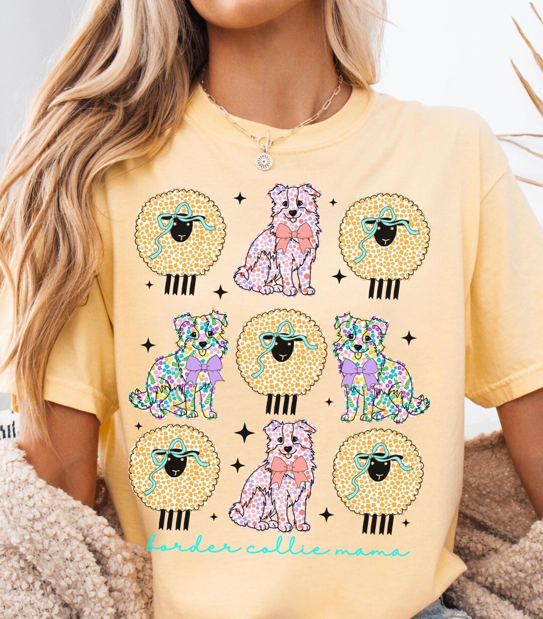 Comfort Colors Wildflower Border Collie Dog Mom T-shirt|gift Collie Dog ...