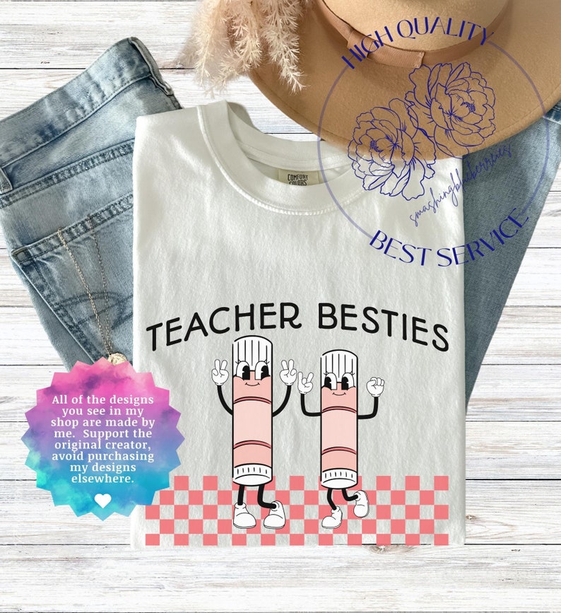 Teacher Bestie Comfort Colors Shirt|coworker Teacher Gift|teaching ...