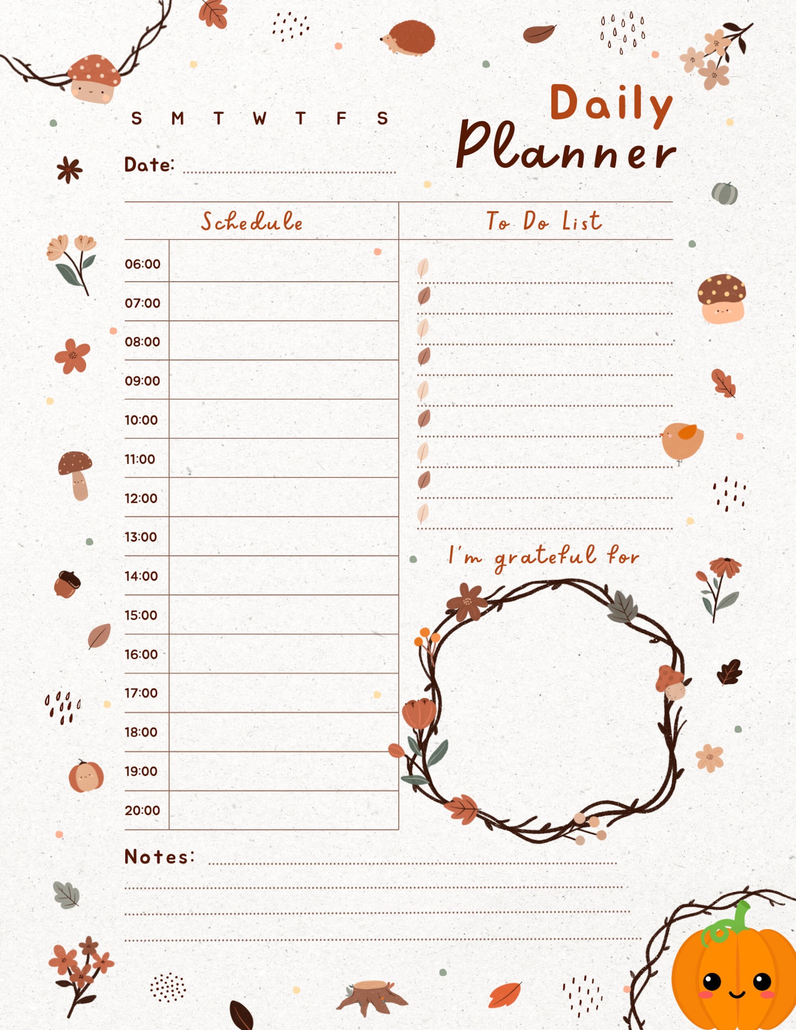 Fall Theme Daily Digital Planner, Printable and Downloadable - Etsy