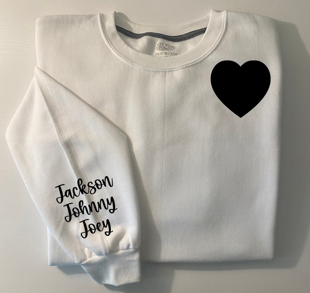 Heart & Personalized Name Sleeve Sweatshirt, Custom Soft Crewneck - Etsy