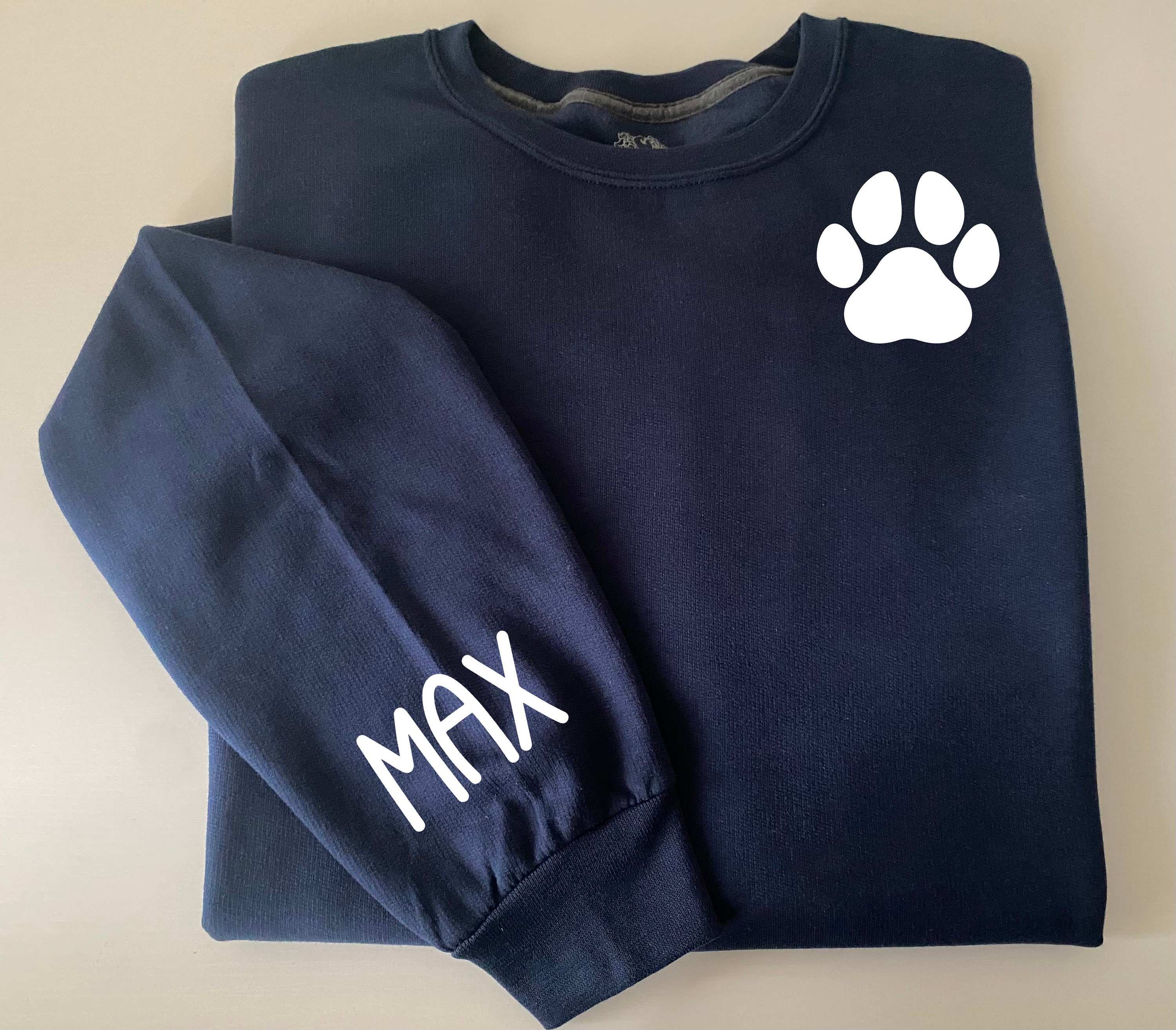 Personalized Dog Name on Sleeve Sweatshirt, Dog Name on Sleeve, Custom ...